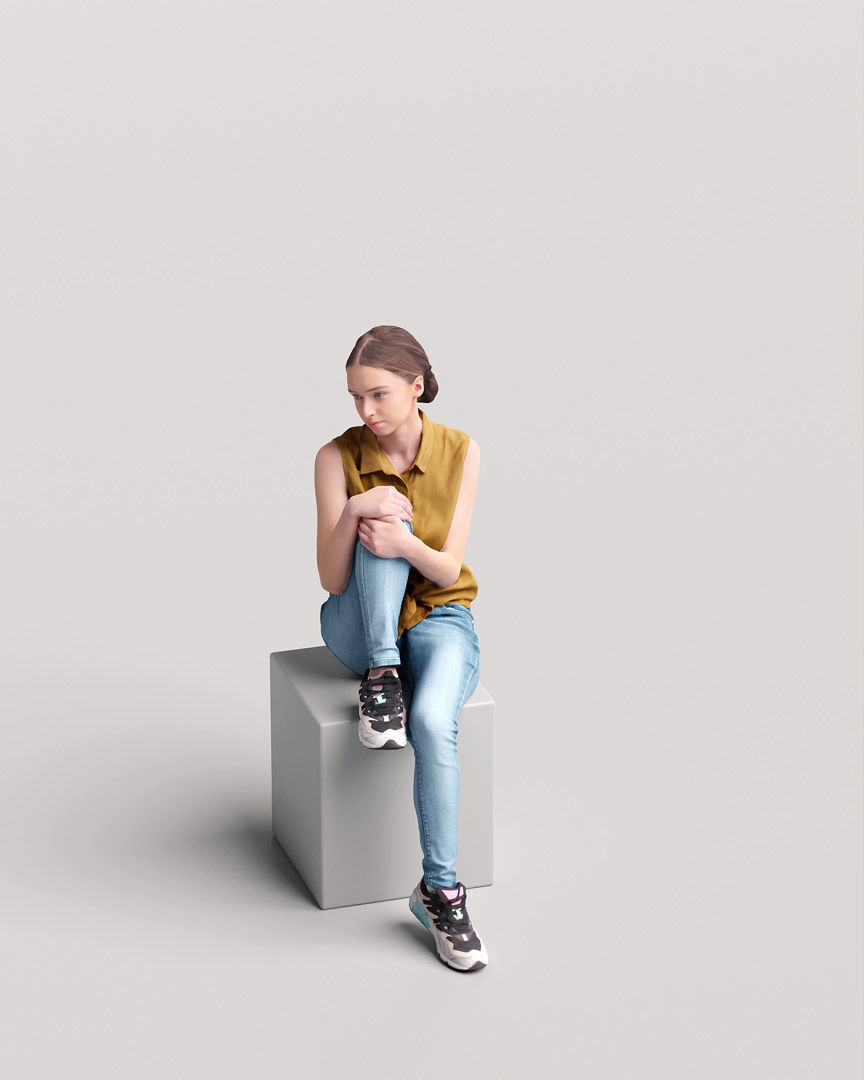 Humano Sitting Young Girl 2203-6 3D model | CGTrader