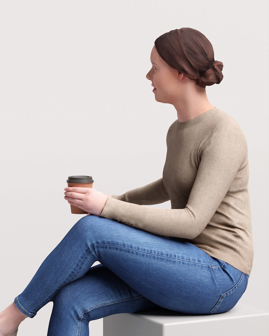 Humano Sitting Young Woman 2204-4 3D model | CGTrader