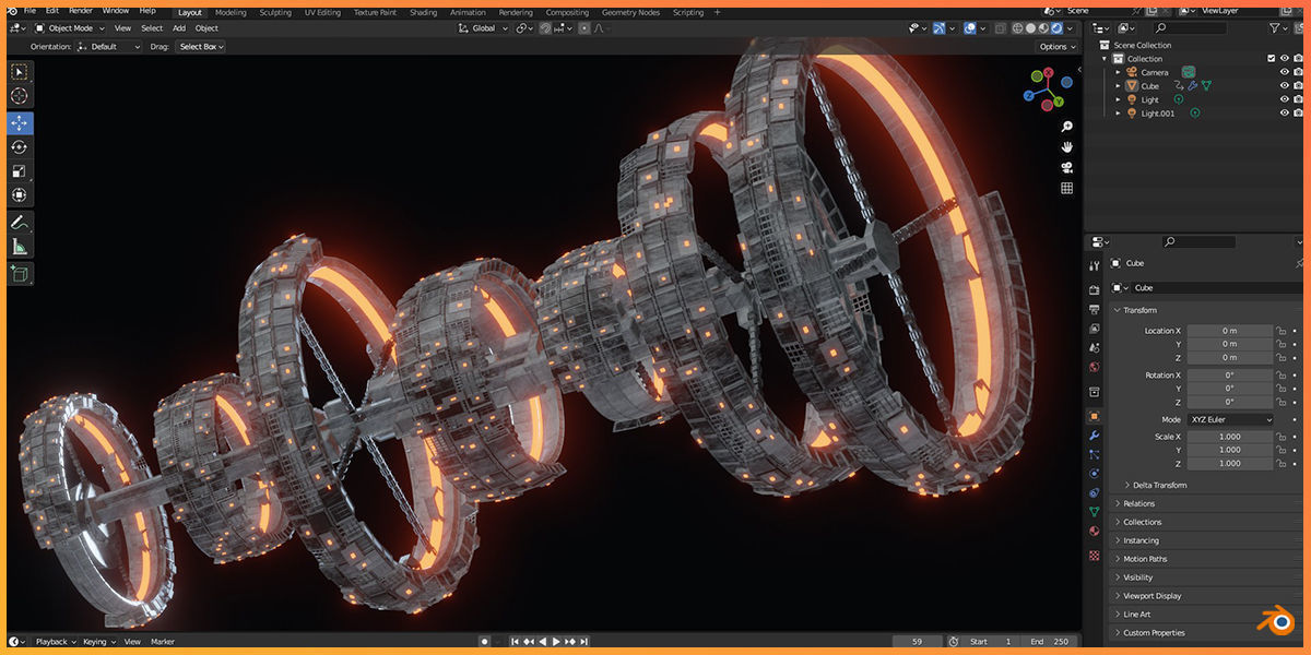 3D model Procedural Sci Fi Space Station Generator For Blender VR / AR ...