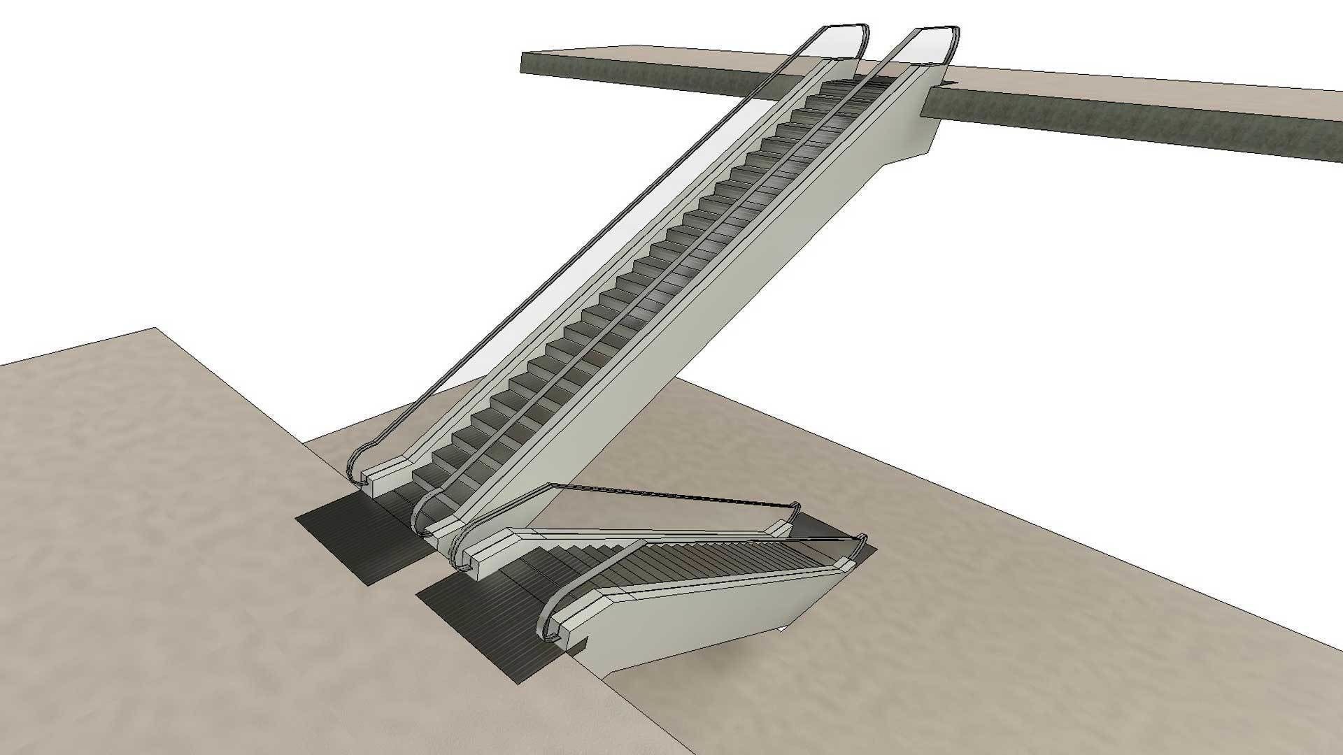 Parametric Two Level Based Escalator Revit Family 3D model | CGTrader