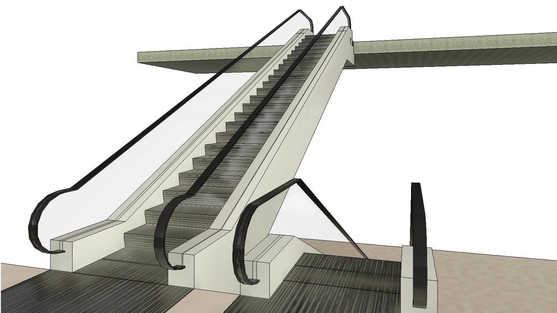 Parametric Two Level Based Escalator Revit Family 3D model | CGTrader