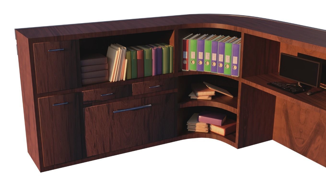 3D model Low poly Desk for office library reception VR / AR / low-poly ...