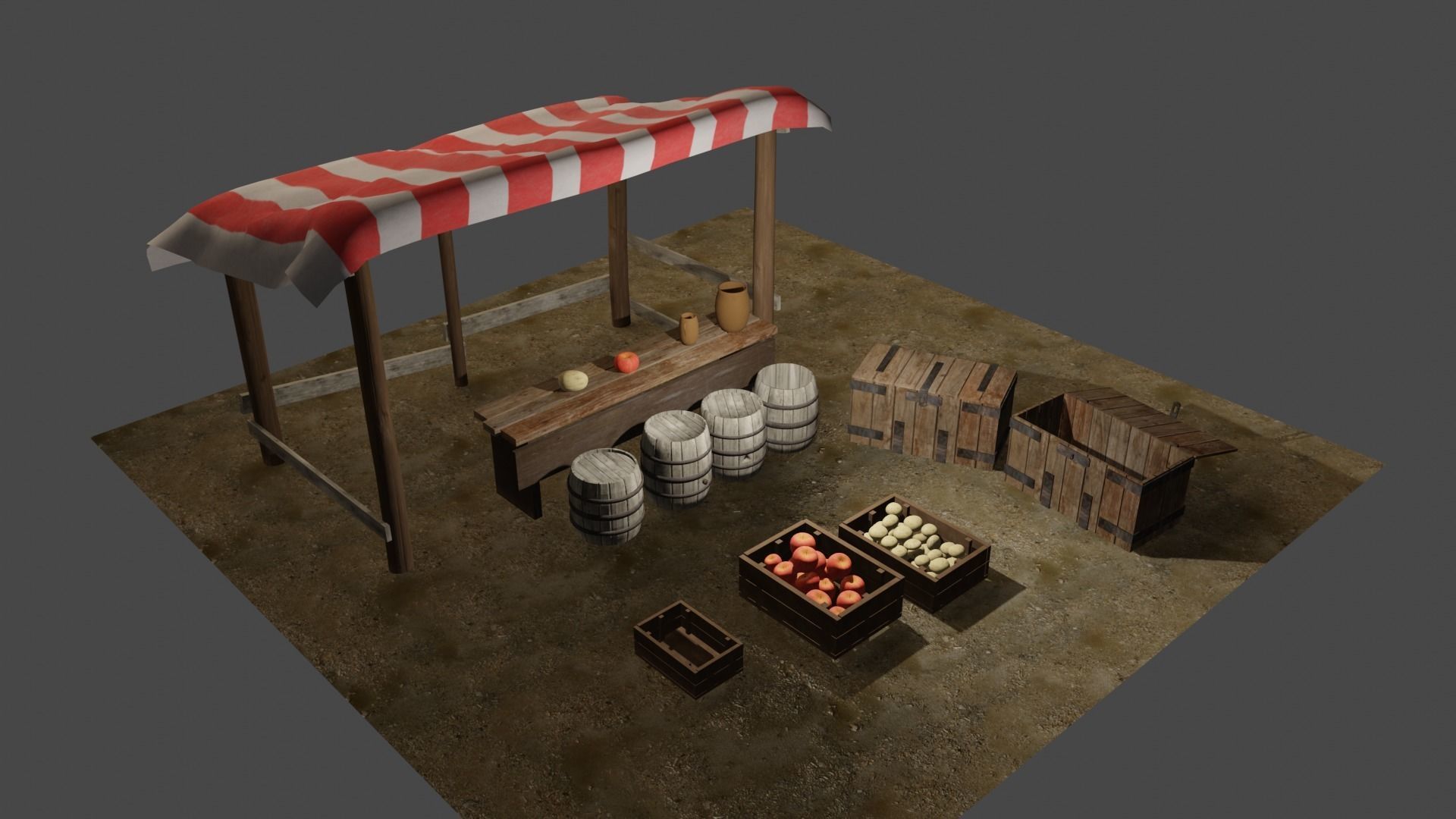 3D model Medieval marketplace VR / AR / low-poly | CGTrader