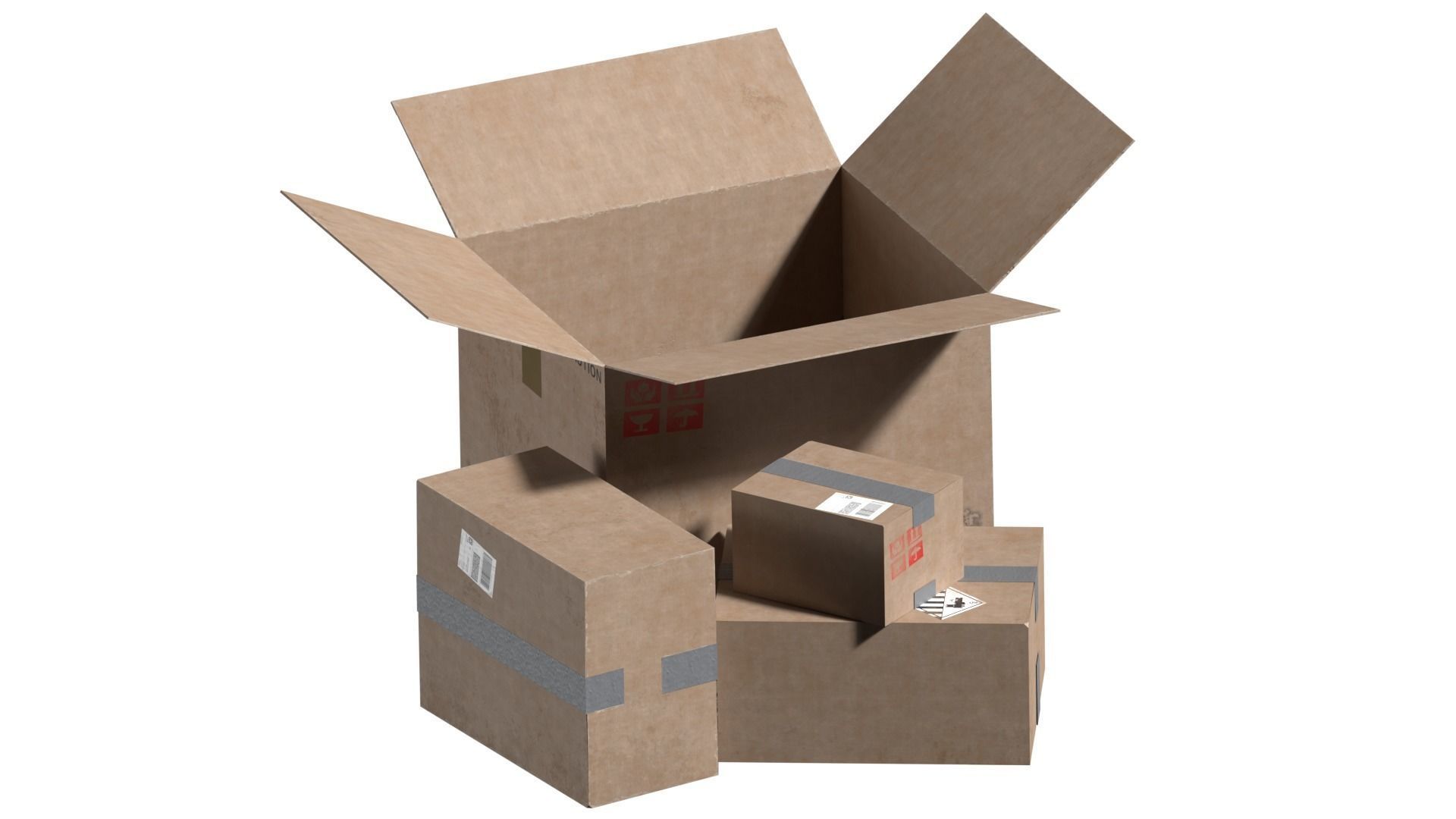 Cardboard Boxes free VR / AR / low-poly 3D model | CGTrader