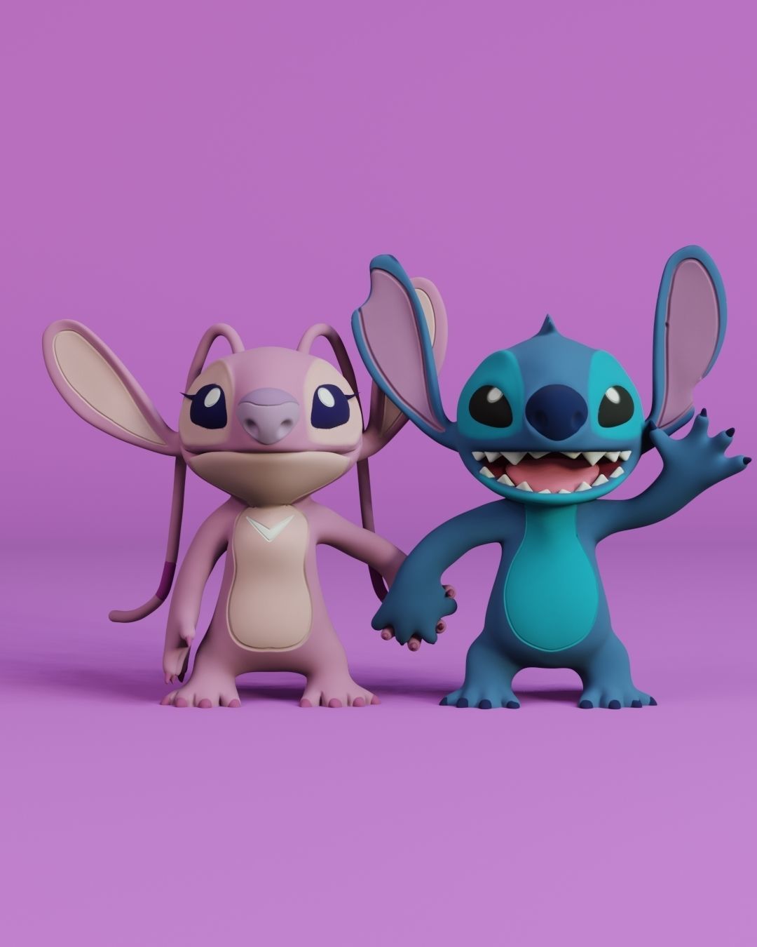 Stitch and Angel 3D model 3D printable | CGTrader