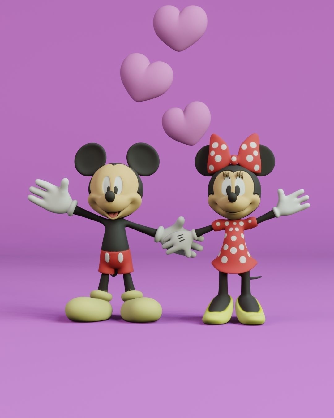 Mickey and Minnie 3D model 3D printable | CGTrader