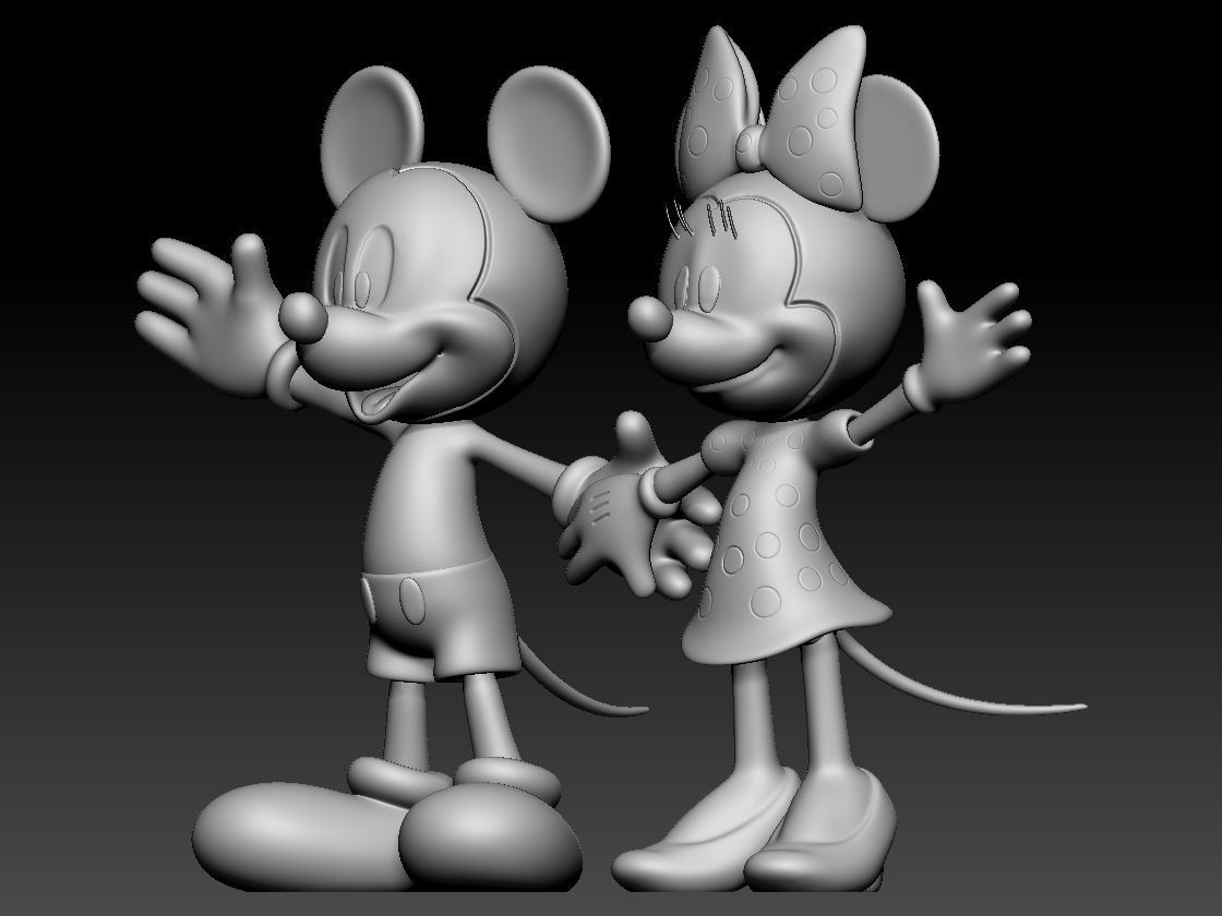 Mickey and Minnie 3D model 3D printable | CGTrader