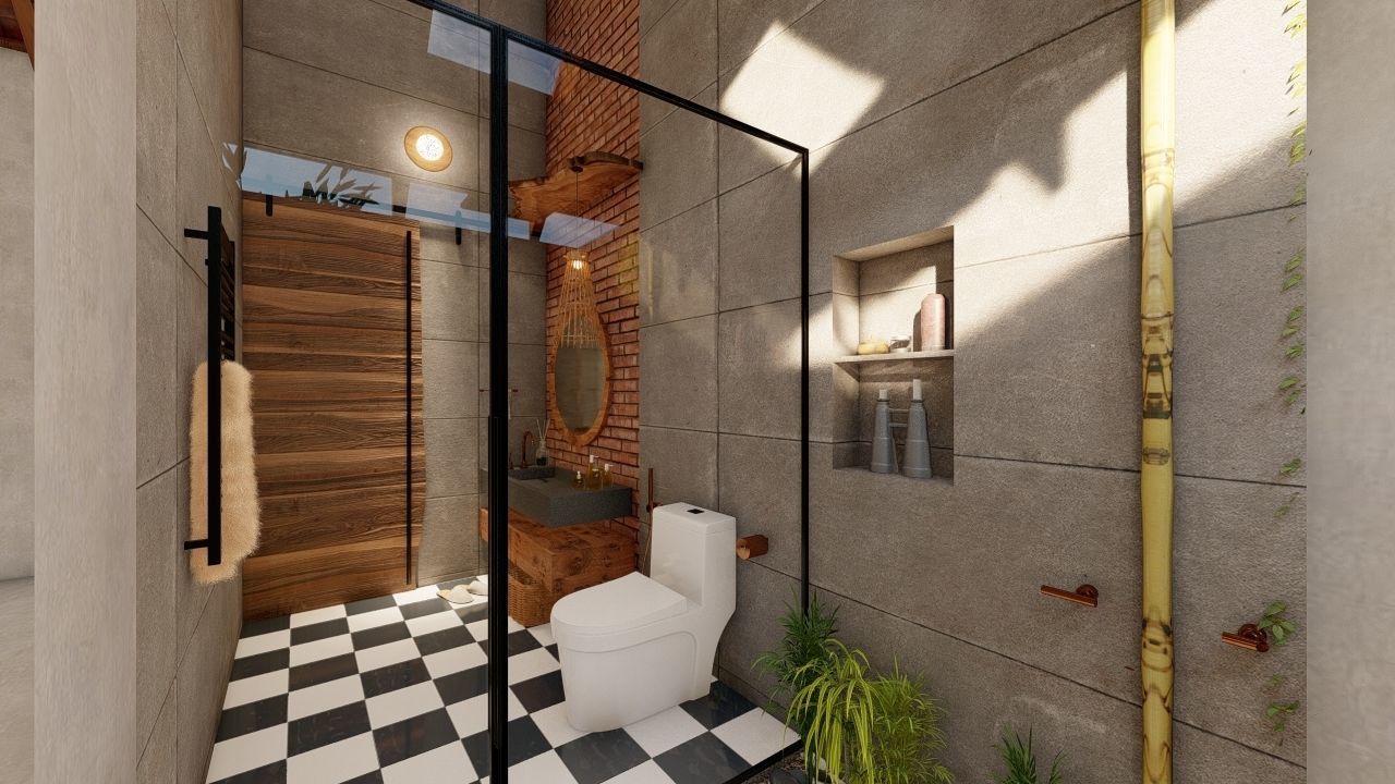 Natural open top bathroom design 3D model | CGTrader