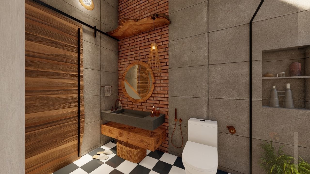 Natural open top bathroom design 3D model | CGTrader