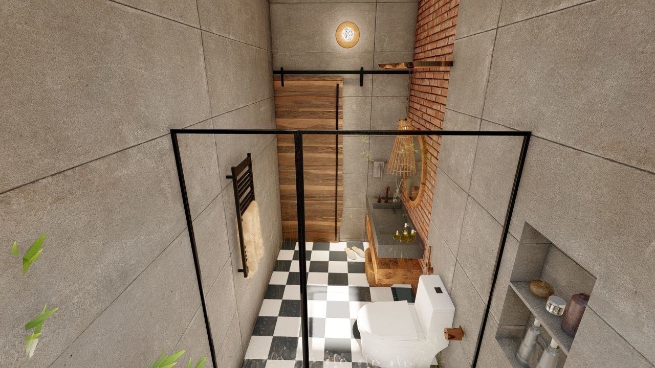 Natural open top bathroom design 3D model | CGTrader