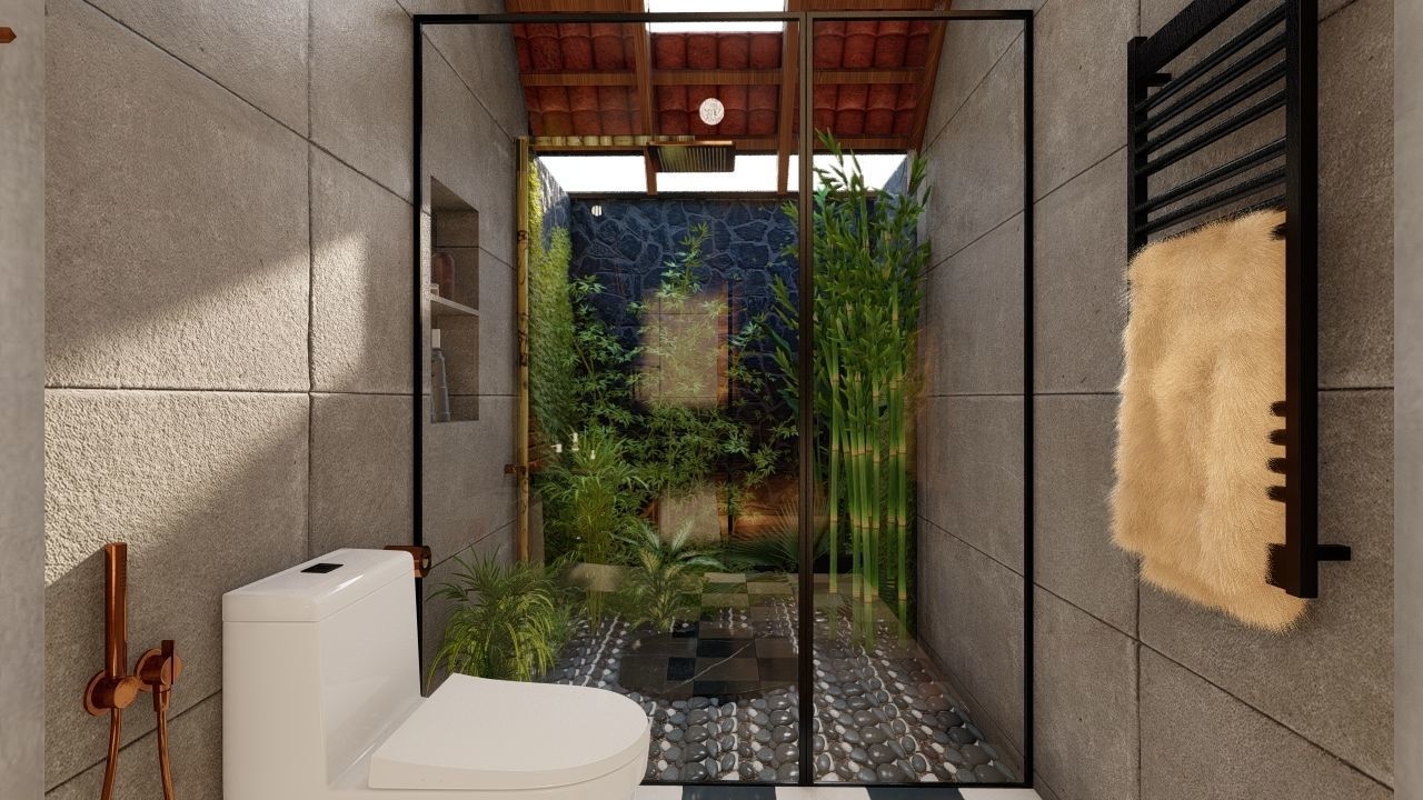 Natural open top bathroom design 3D model | CGTrader