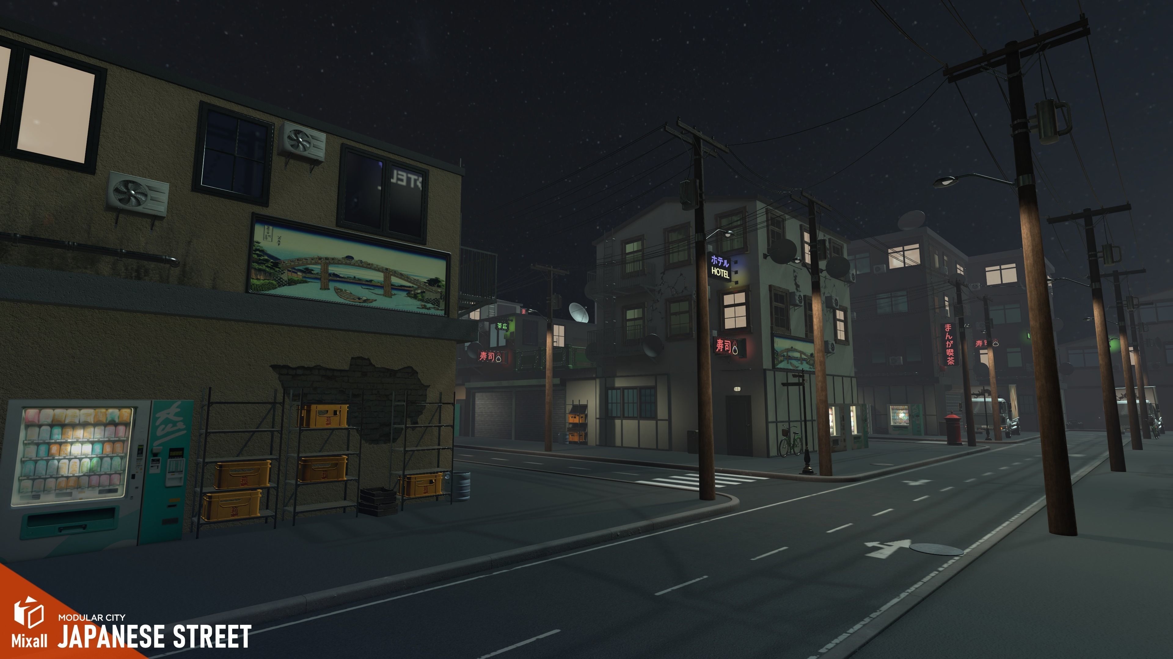3D model Japanese Street - modular city VR / AR / low-poly | CGTrader