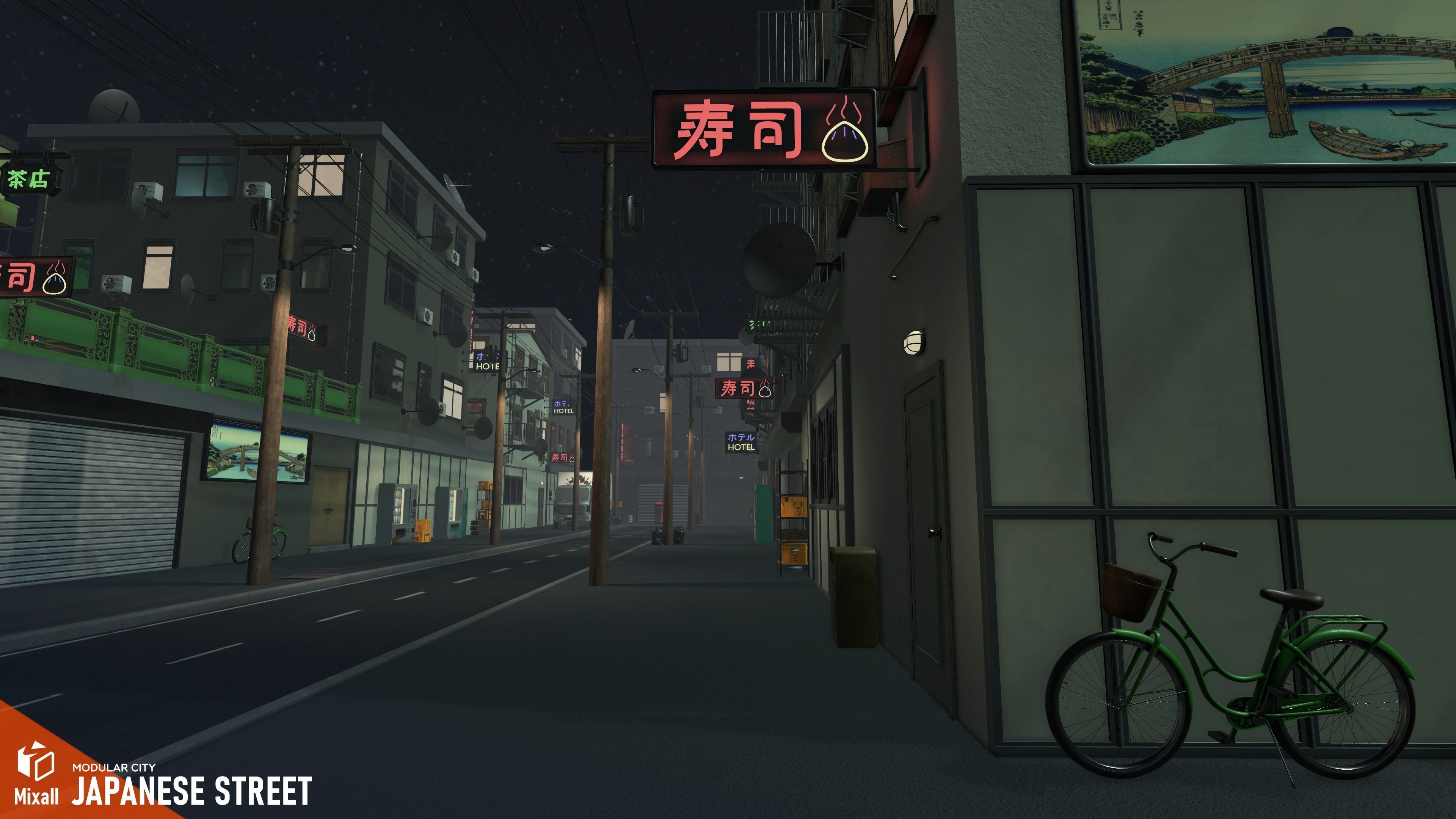 3D model Japanese Street - modular city VR / AR / low-poly | CGTrader