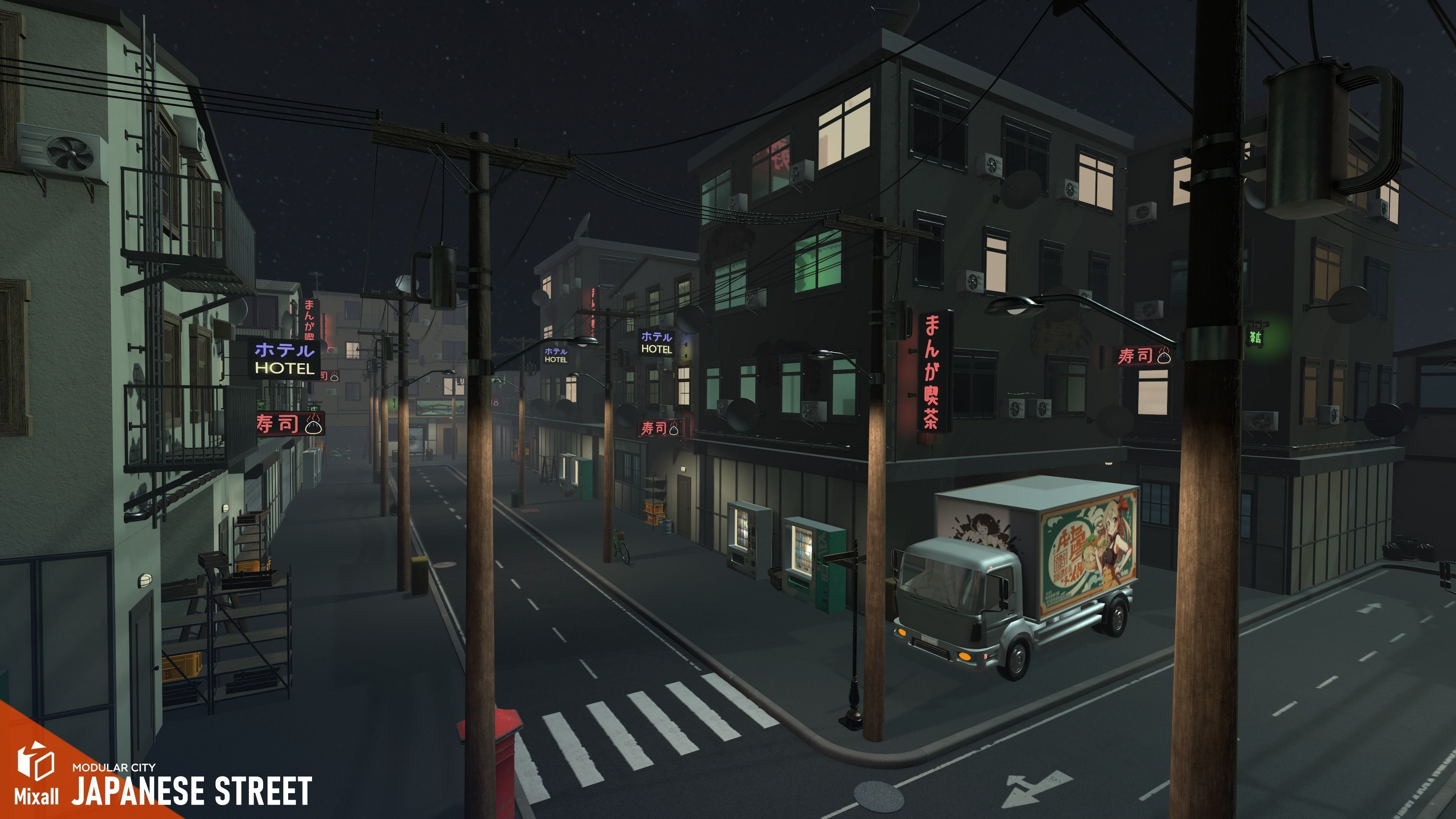 3D model Japanese Street - modular city VR / AR / low-poly | CGTrader