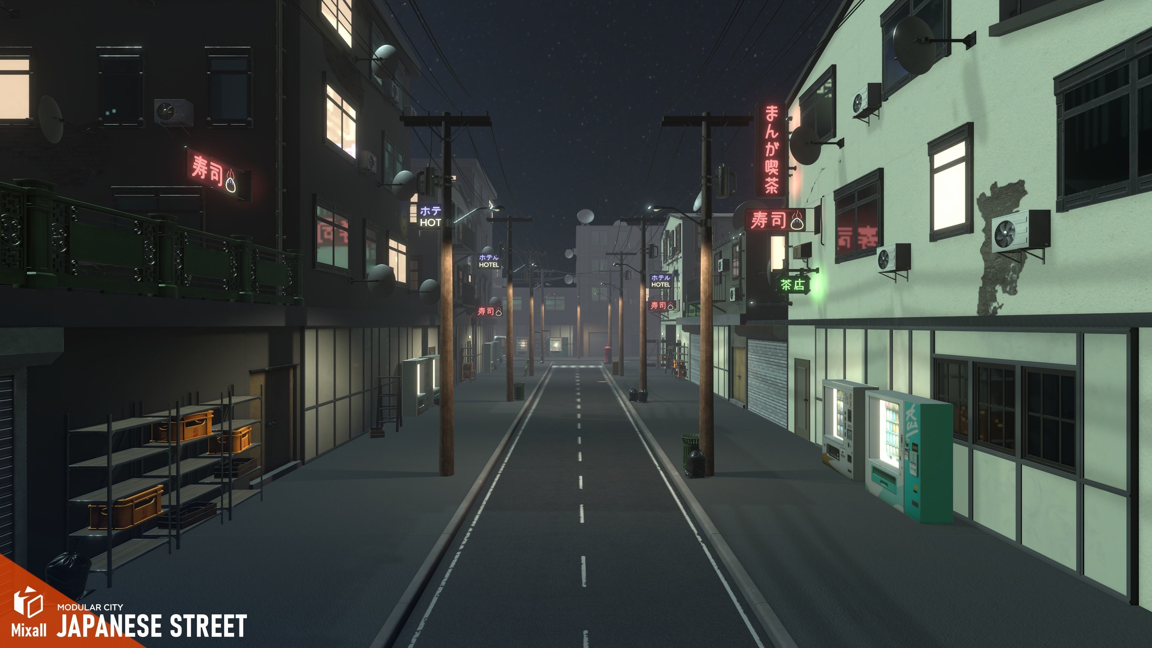 3D model Japanese Street - modular city VR / AR / low-poly | CGTrader