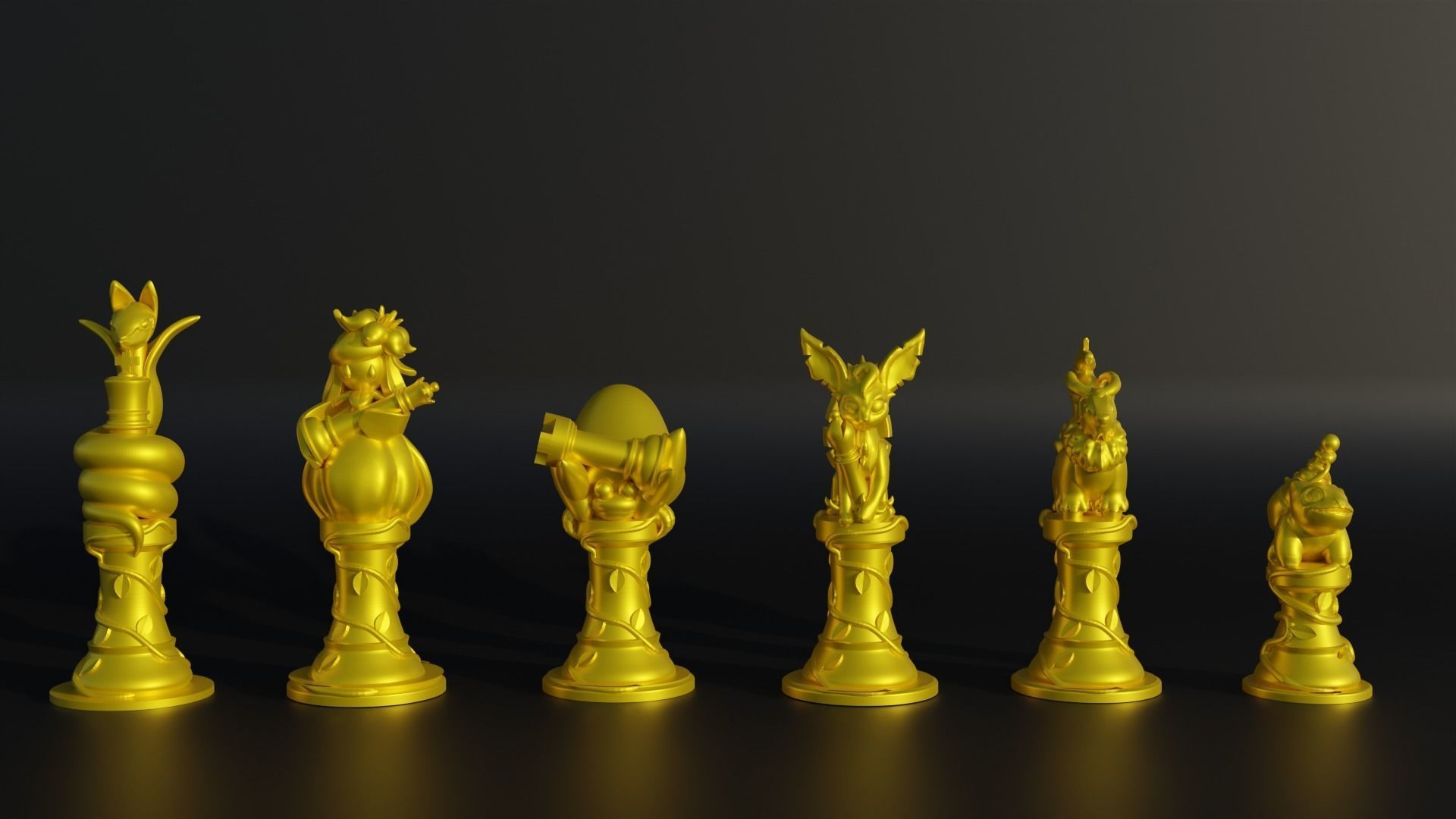 Pokemon Chess Set- Nature Pokemon Chess With 6 Different Model 3D model ...