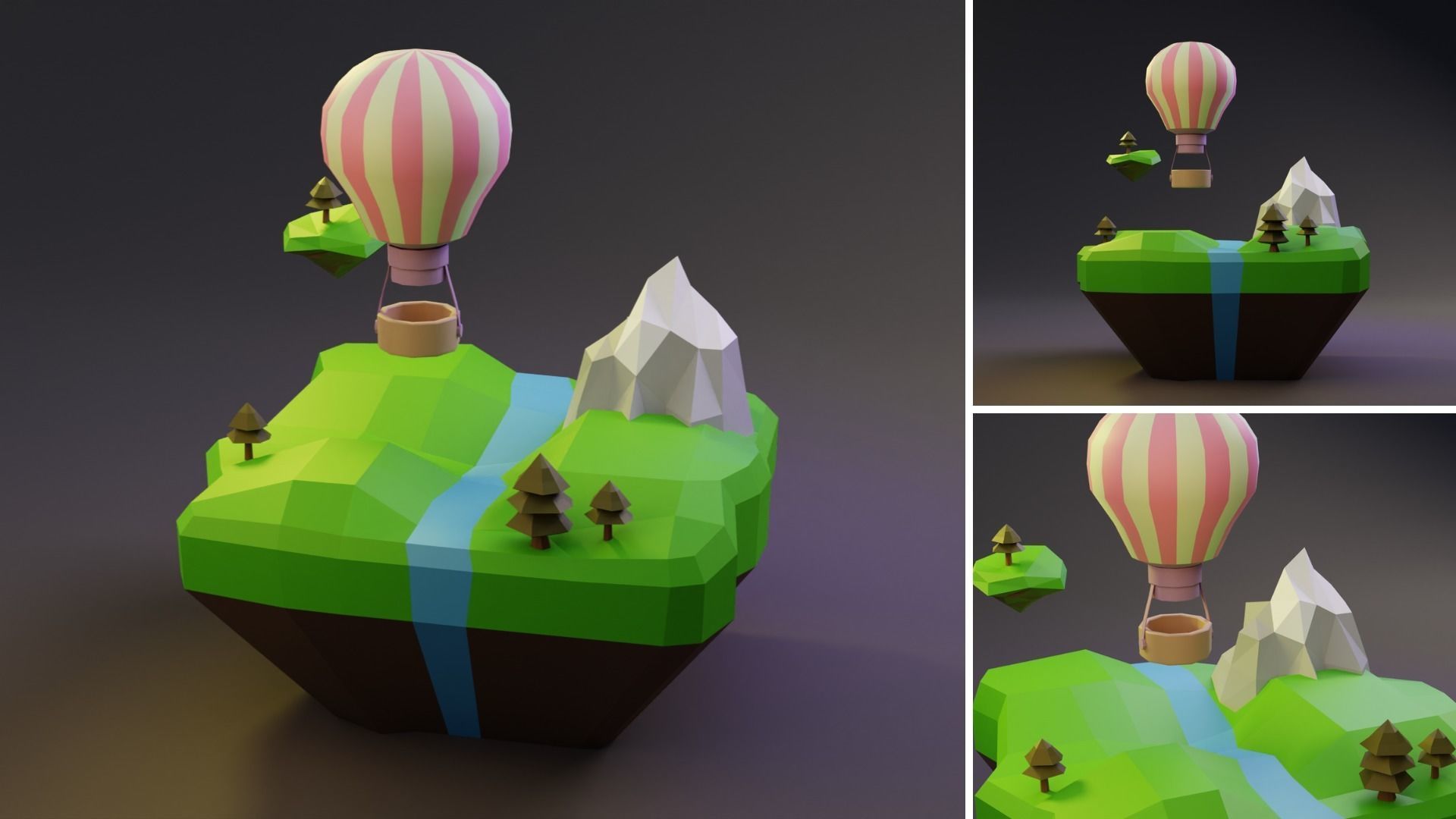 3D model Low Poly Worlds Islands Exteriors Pack 3 VR / AR / low-poly ...