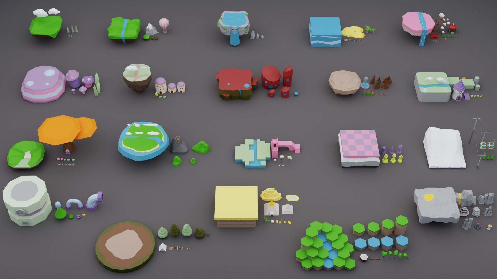3D model Low Poly Worlds Islands Exteriors Pack 3 VR / AR / low-poly ...