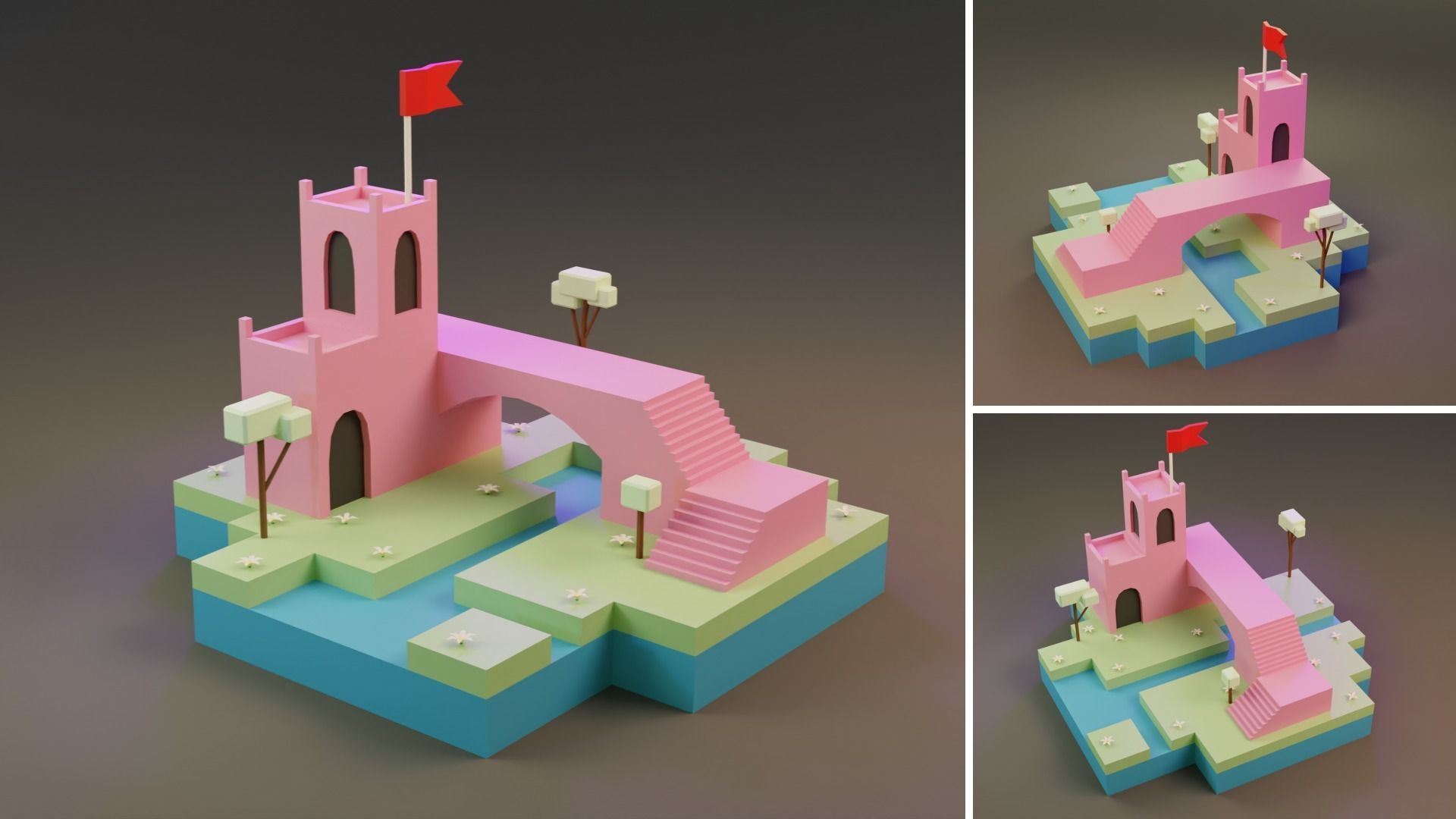 3D model Low Poly Worlds Islands Exteriors Pack 3 VR / AR / low-poly ...