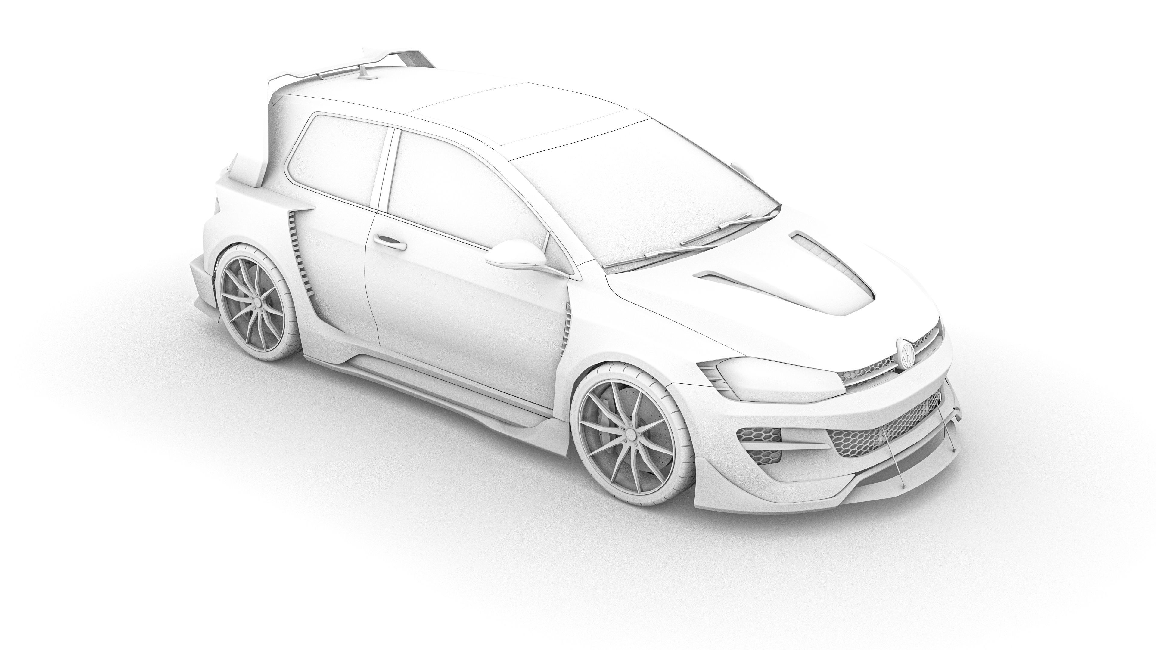 3D model wide body car golf gti VR / AR / low-poly | CGTrader