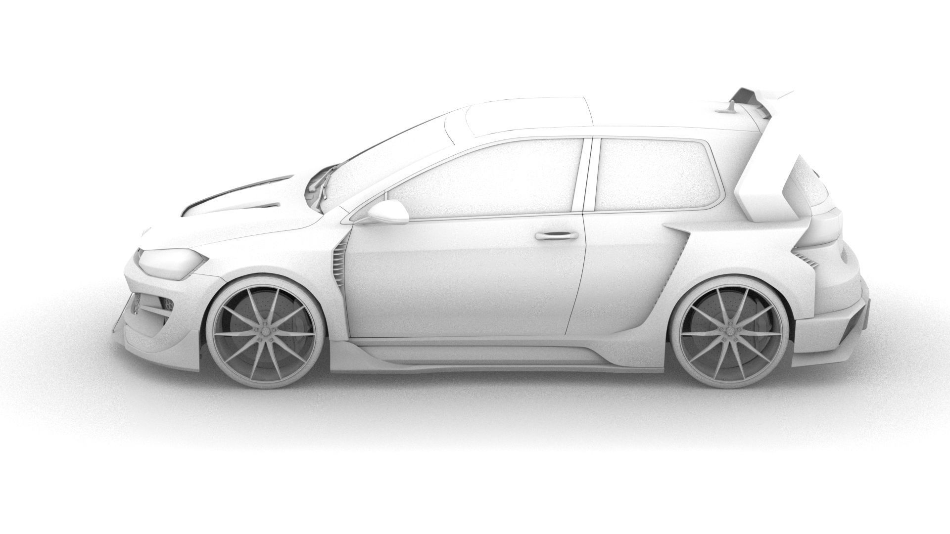 3D model wide body car golf gti VR / AR / low-poly | CGTrader