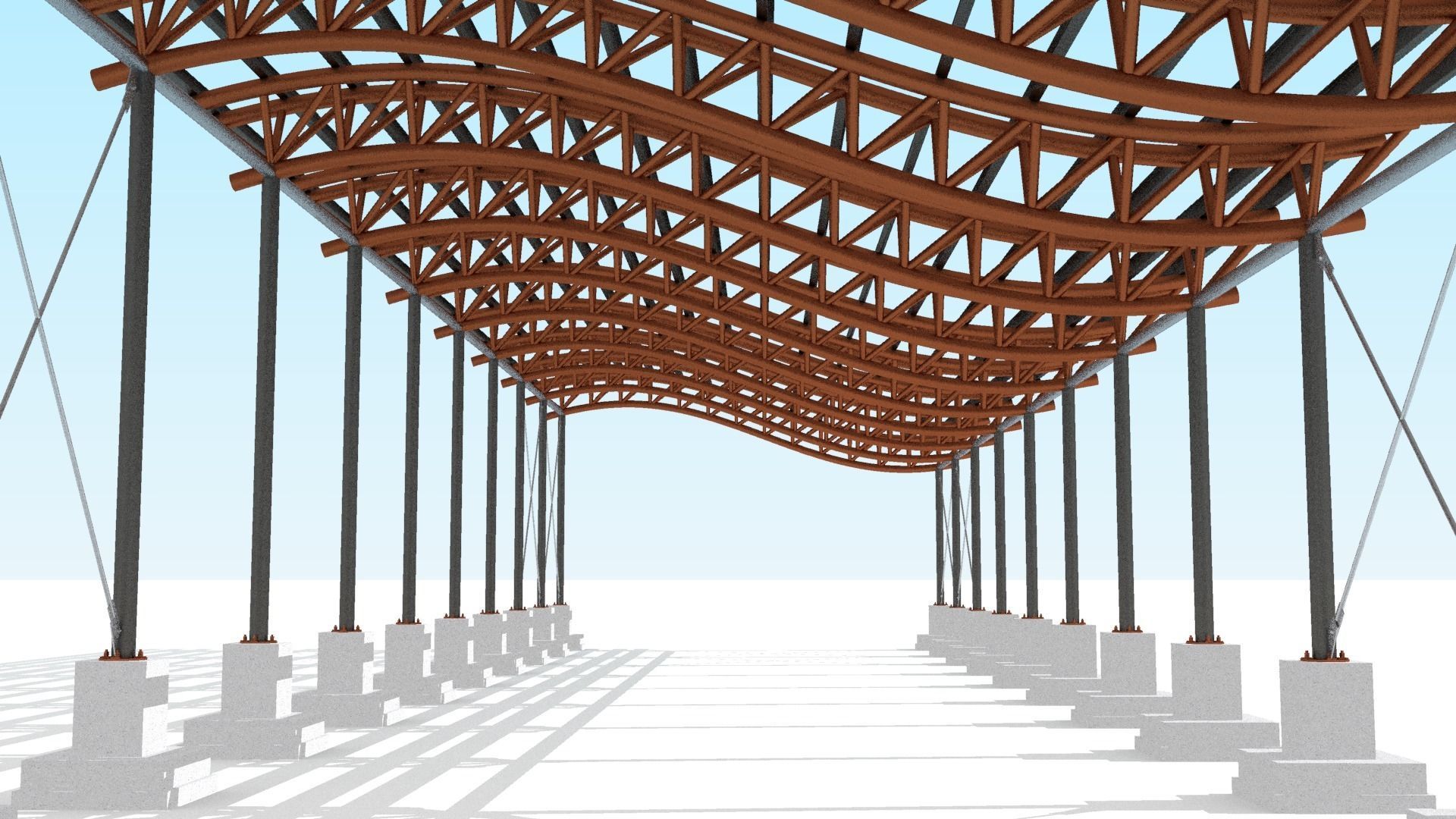 Steel Truss Building 3D model | CGTrader