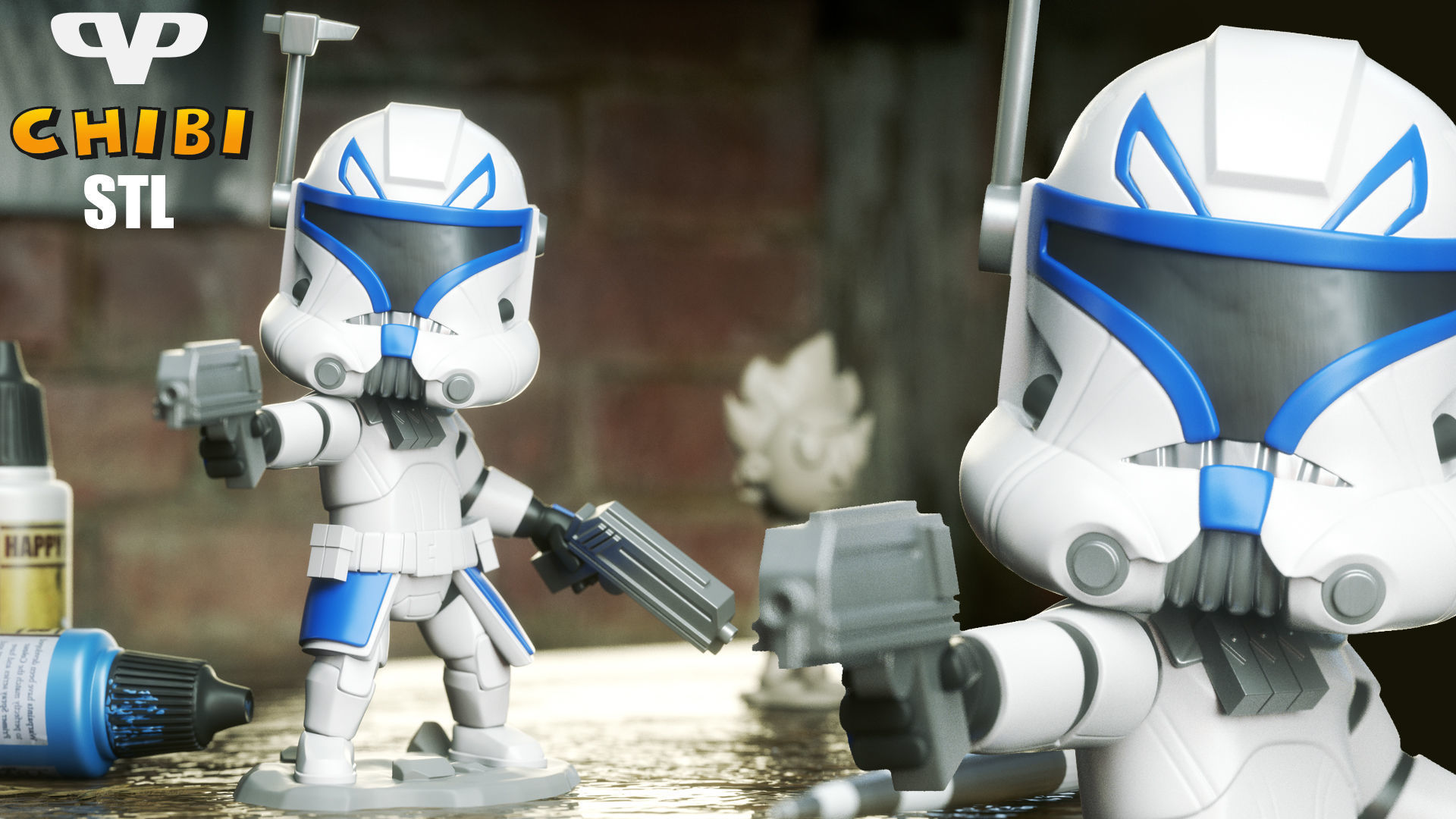 Captain Rex Chibi STL for 3D Printing ChibiSTL 3DXM 3D model 3D ...