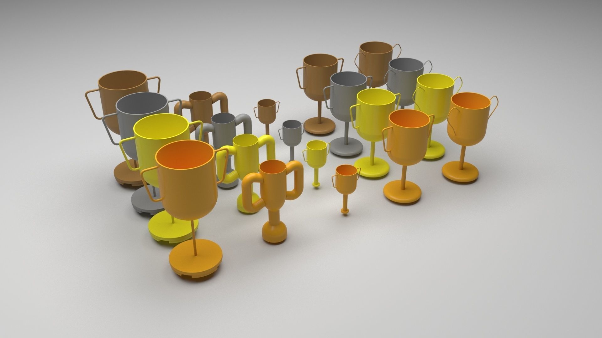 Lego Trophies Set 3D model | CGTrader