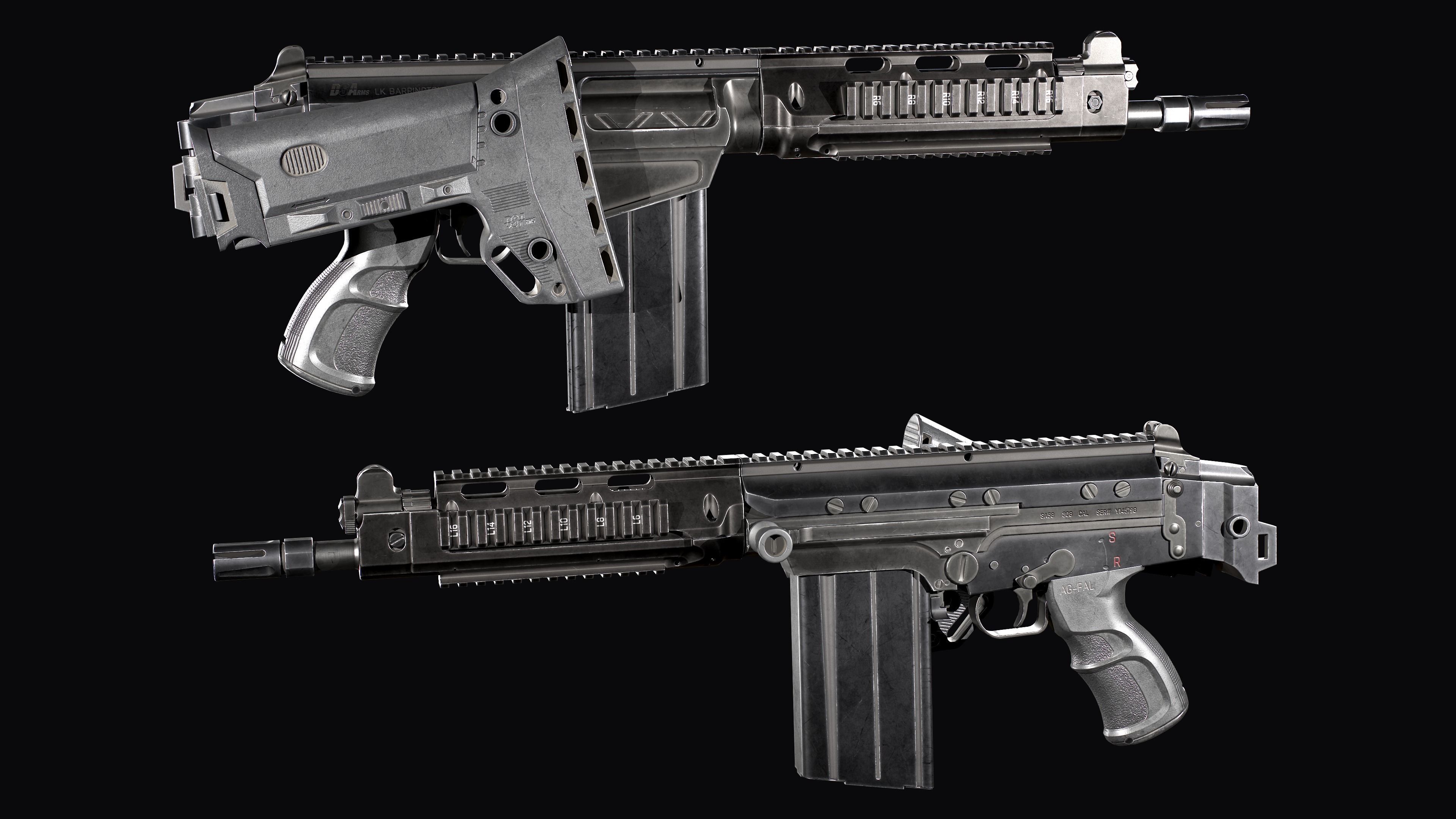 3D model Modular assault rifle DS Arms SA 58 FAL VR / AR / low-poly ...