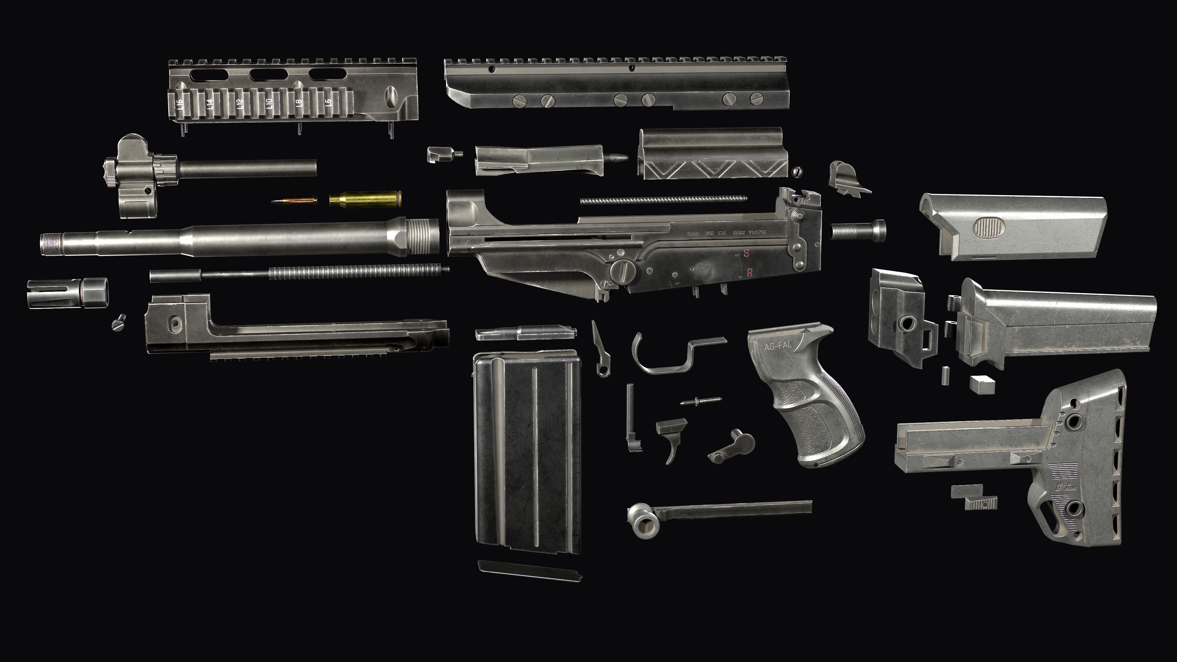 3D model Modular assault rifle DS Arms SA 58 FAL VR / AR / low-poly ...