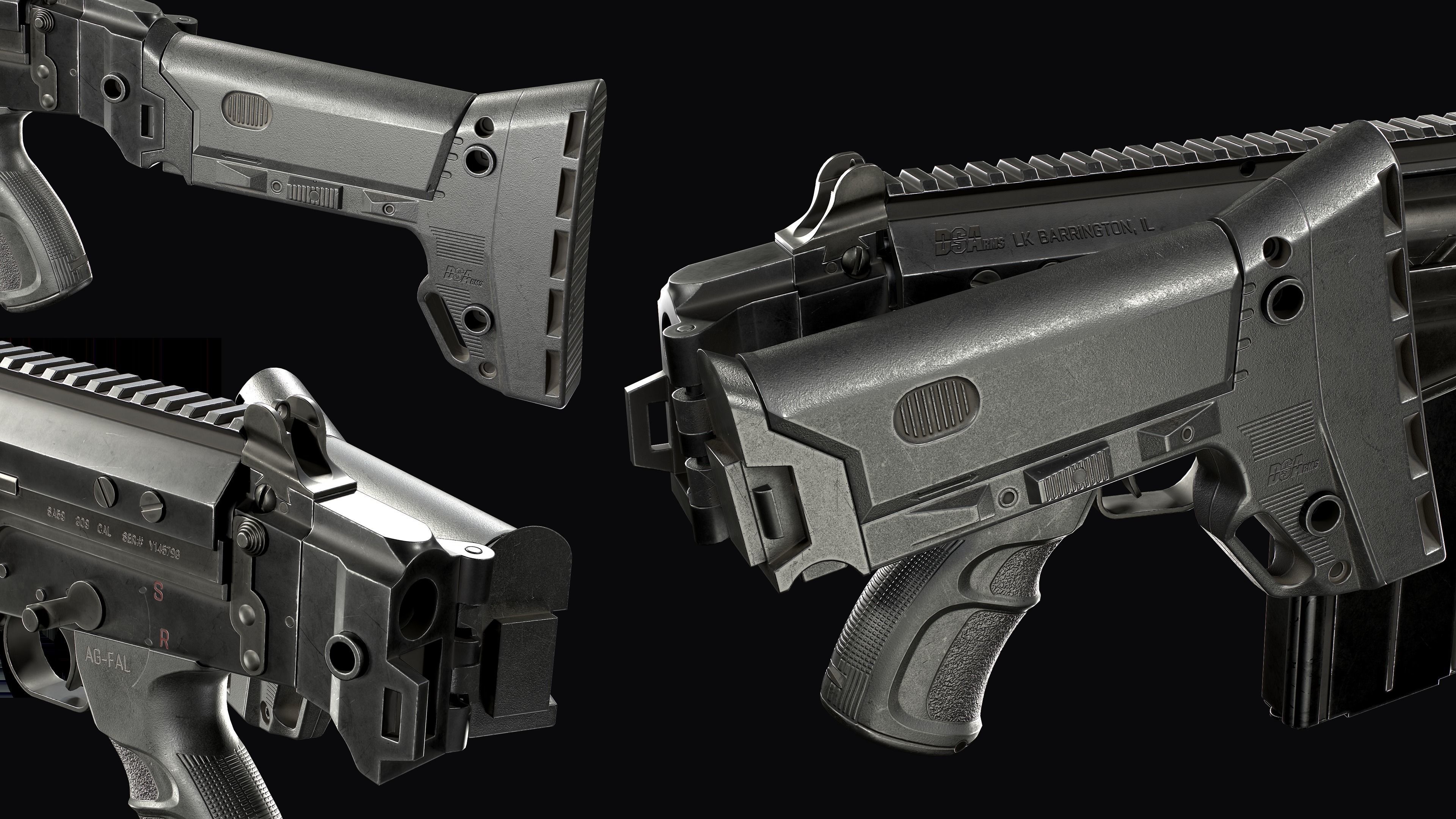 3D model Modular assault rifle DS Arms SA 58 FAL VR / AR / low-poly ...