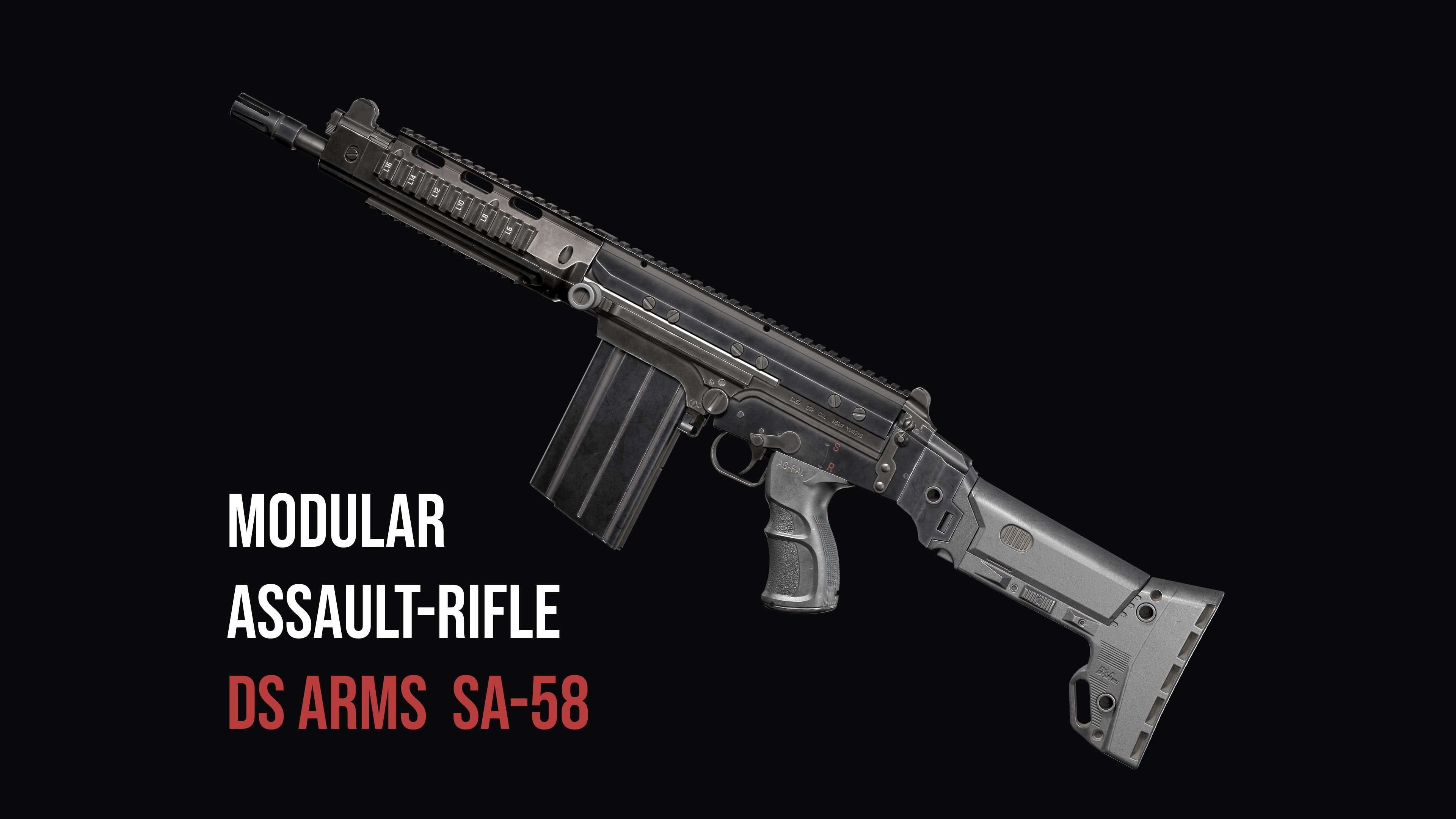 3D model Modular assault rifle DS Arms SA 58 FAL VR / AR / low-poly ...
