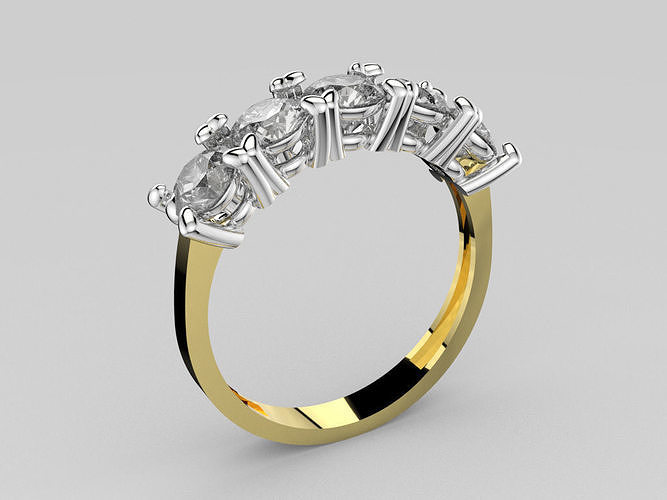 Woman ring Five Stones Wedding Ring 3d Model 3D model 3D printable ...