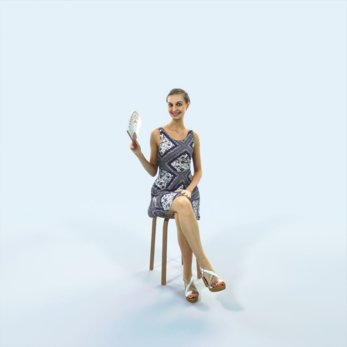 3D model Aspiration 0111 Spring Fan Sitting Casual Woman VR / AR / low ...