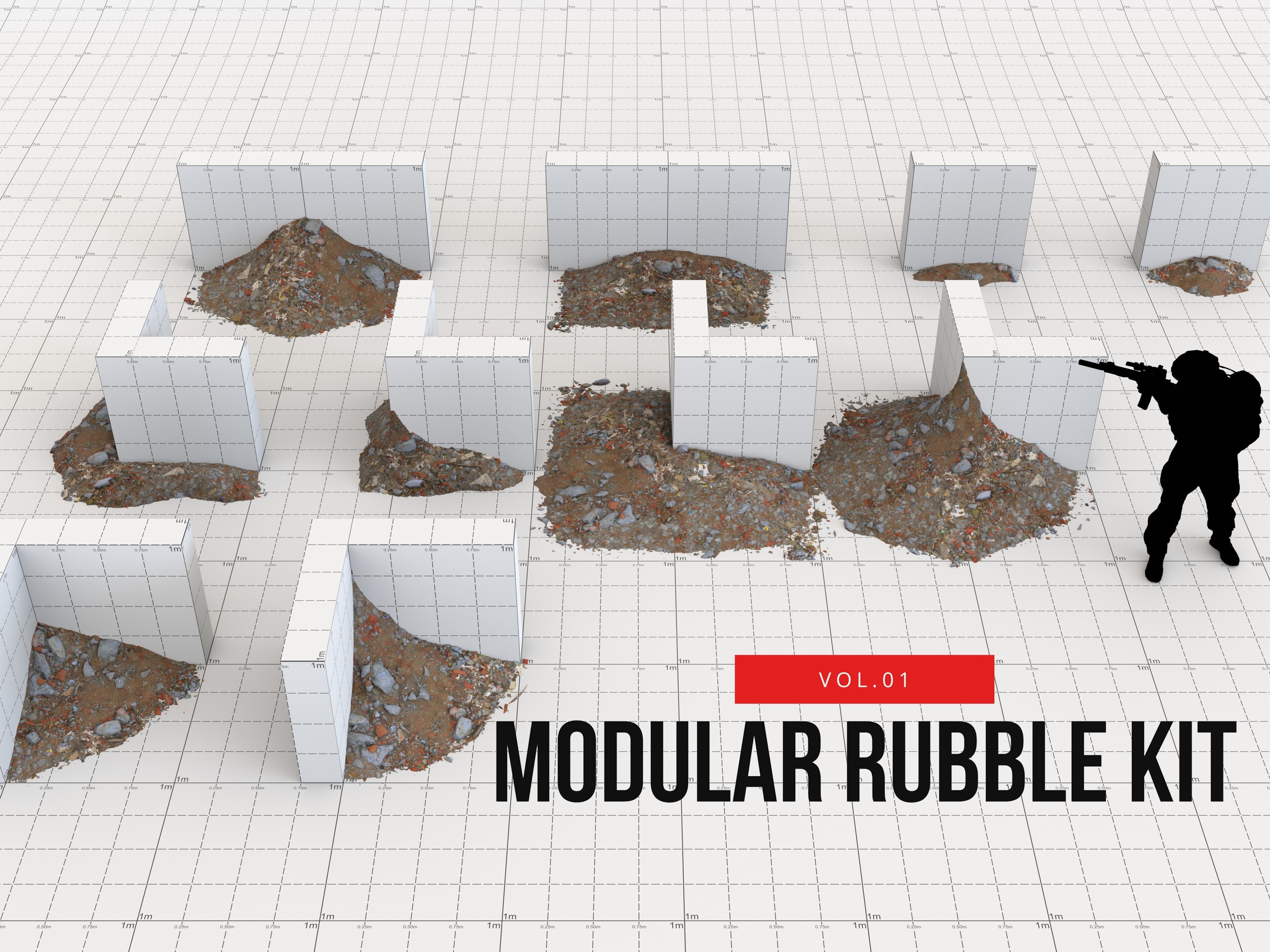 3D model Modular Rubble Kit Vol01 VR / AR / low-poly | CGTrader