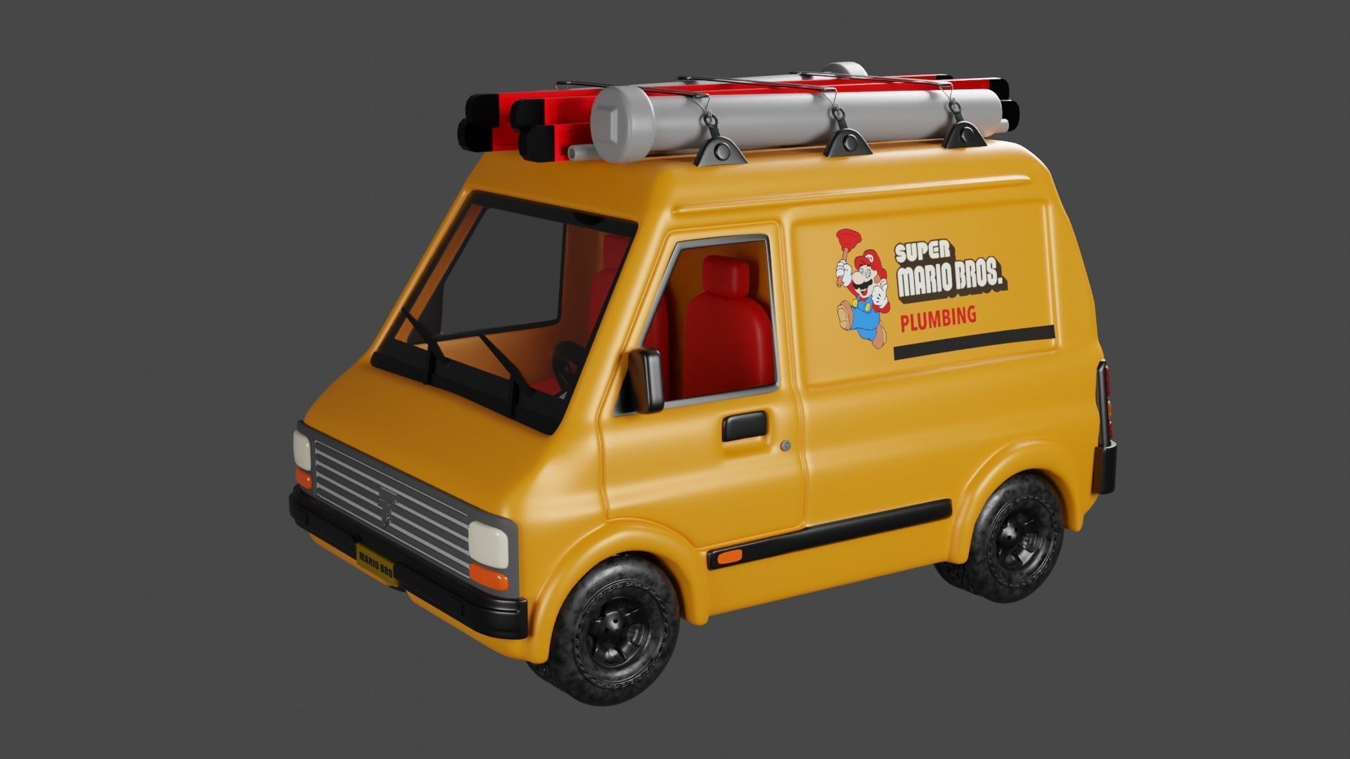 Super Mario Bros Plumbing Van 3D model rigged | CGTrader
