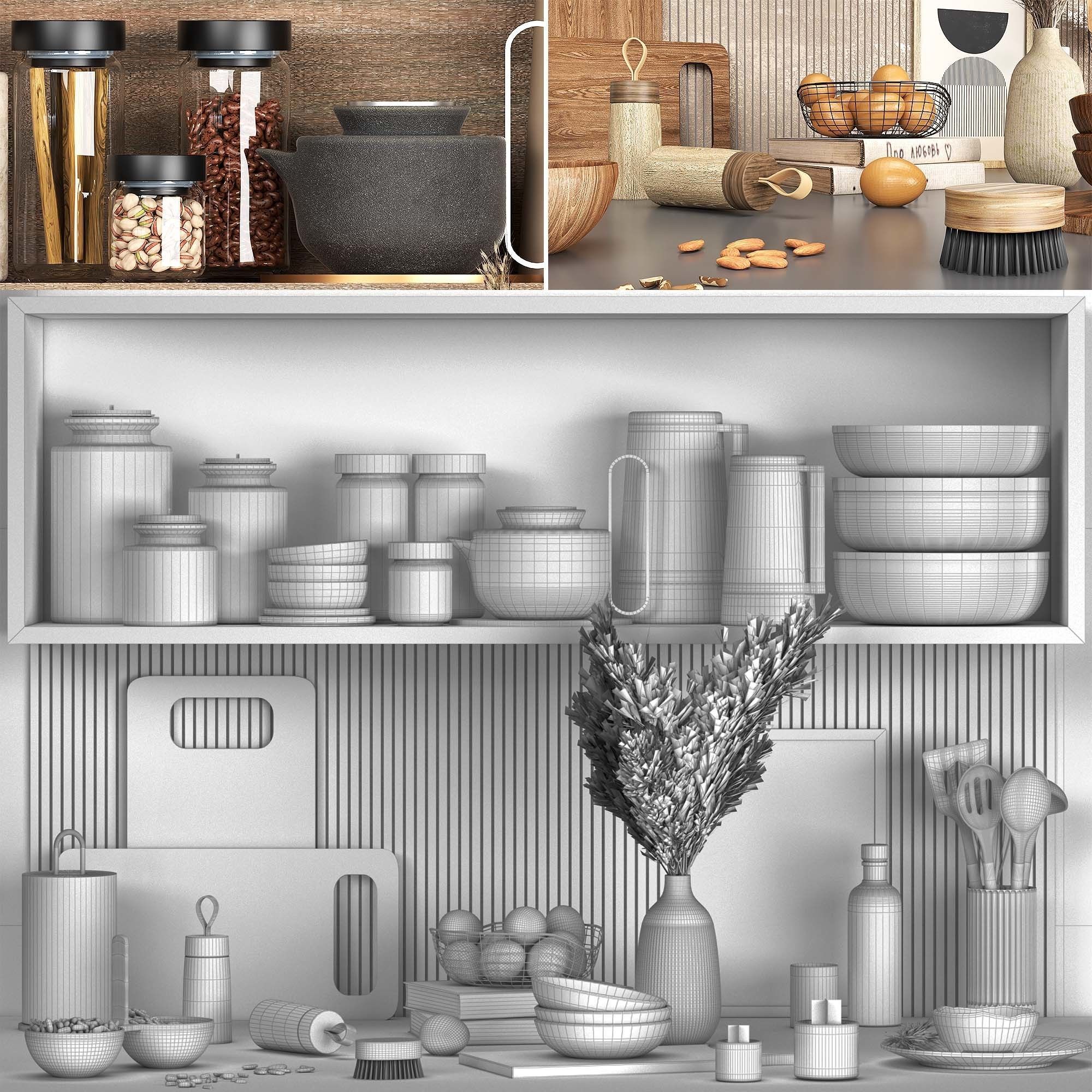 kitchen accessories Set 002 free 3D model | CGTrader