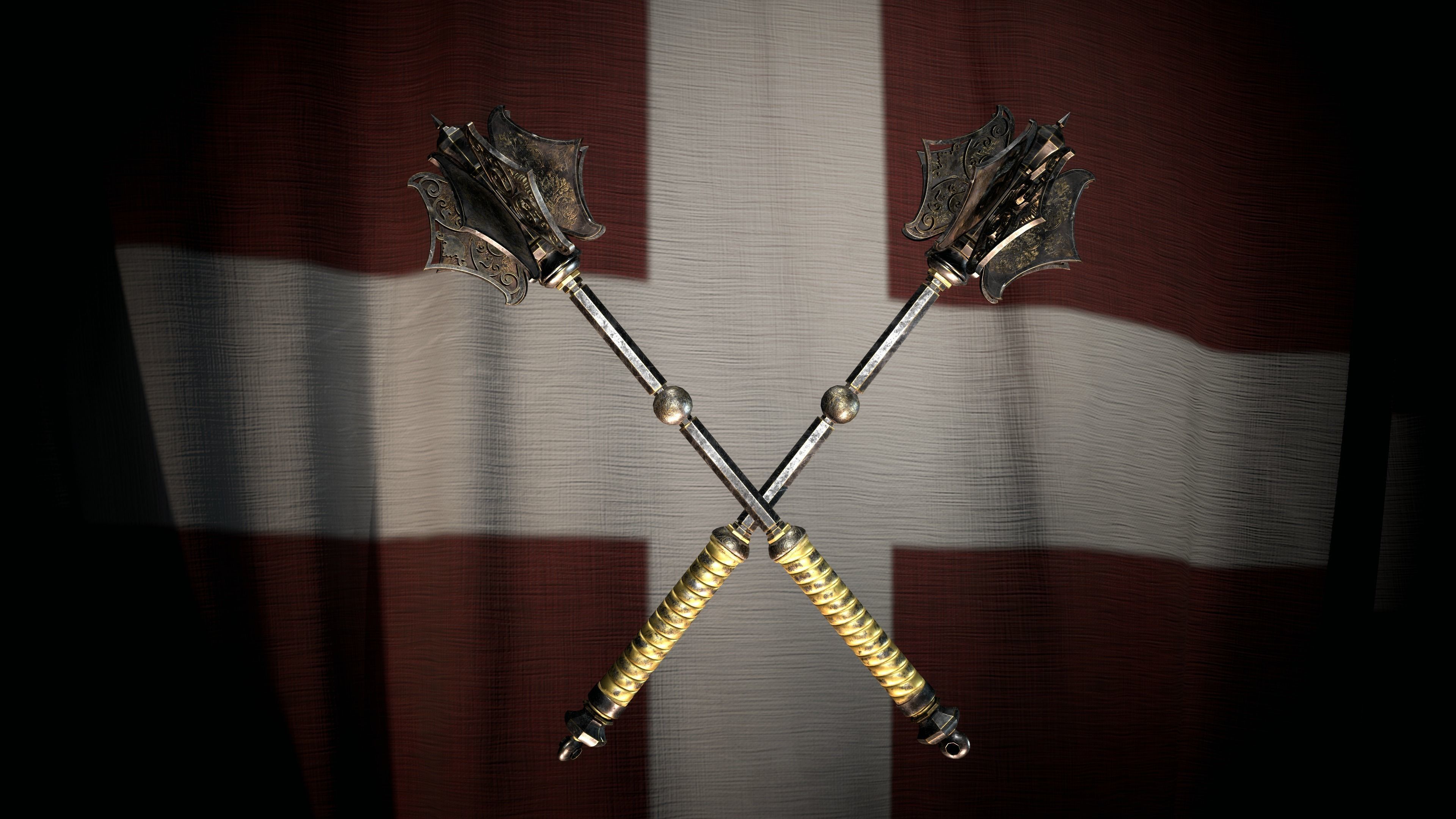 3D model Medieval knight templar mace and Knight shield pack VR / AR ...