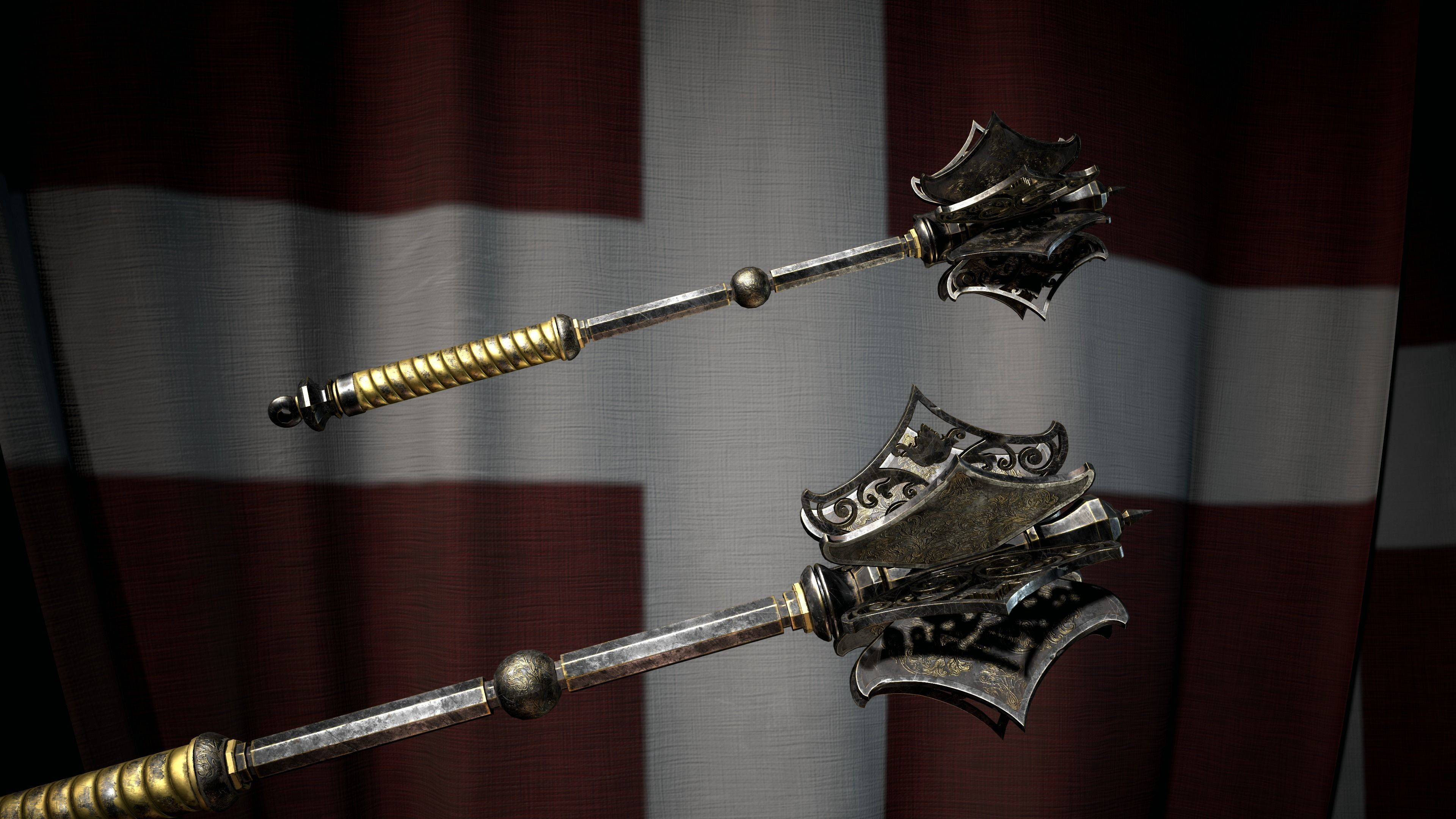 3D model Medieval knight templar mace and Knight shield pack VR / AR ...