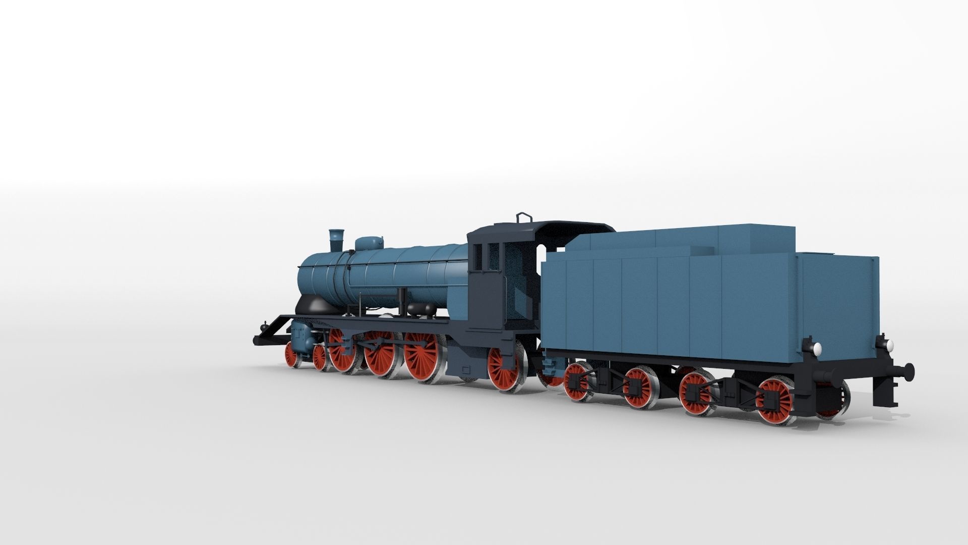 Blue Bavarian steam locomotive 3D model | CGTrader