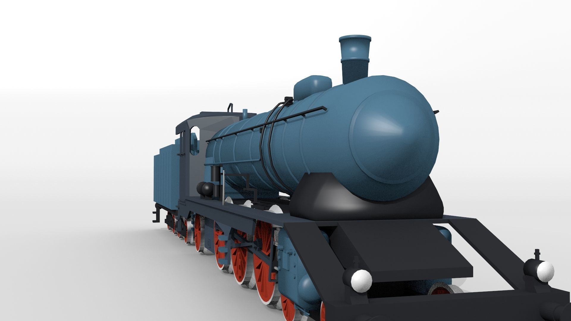 Blue Bavarian steam locomotive 3D model | CGTrader