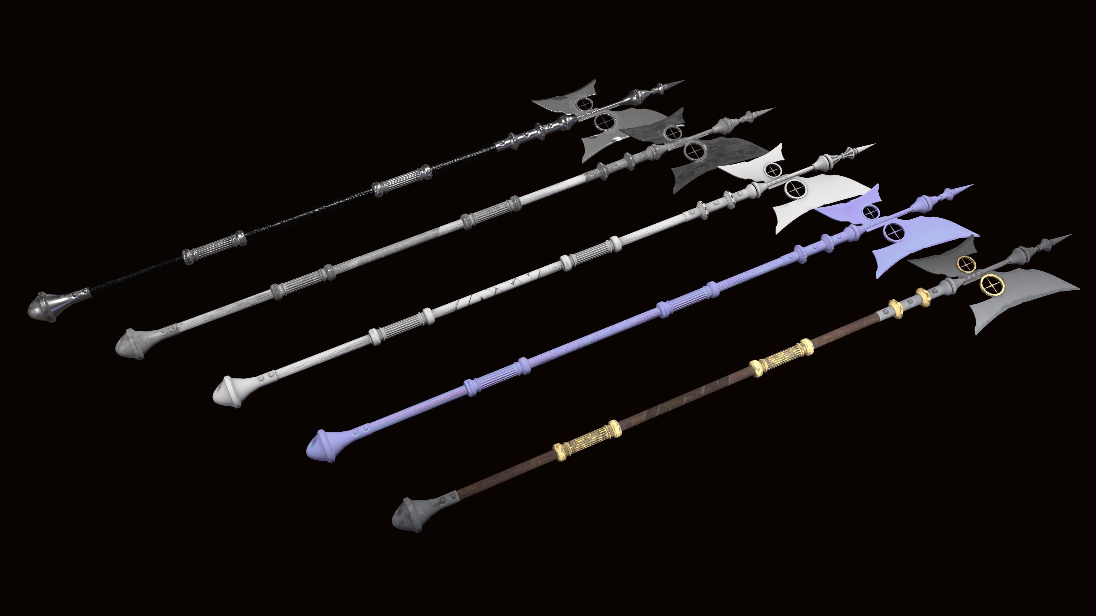 3D model Medieval halberd Knight shield Templar sword Guardian pack VR ...