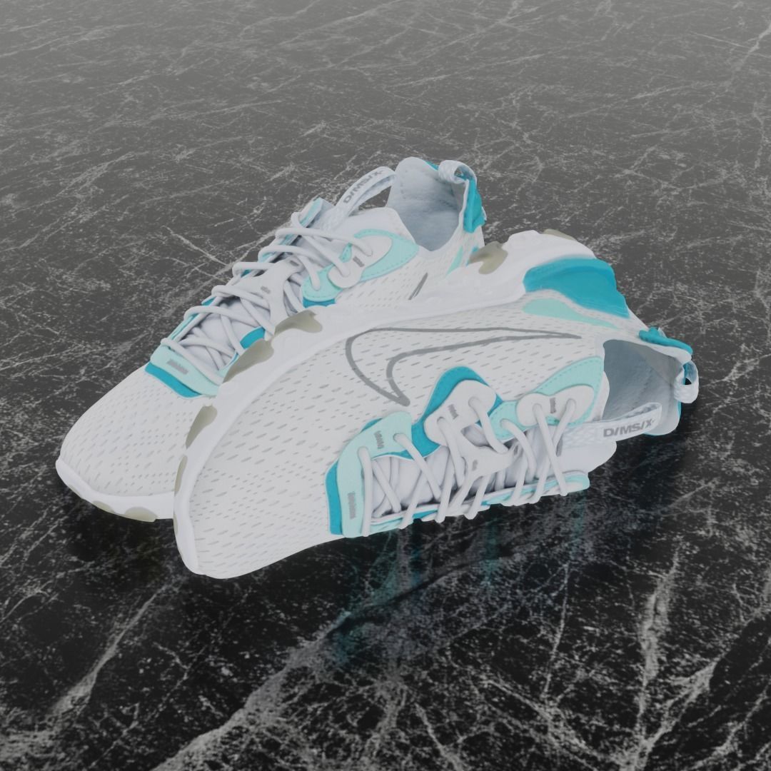 3D model Nike 3D Shoes - White-Blue - DMSX Series VR / AR / low-poly ...