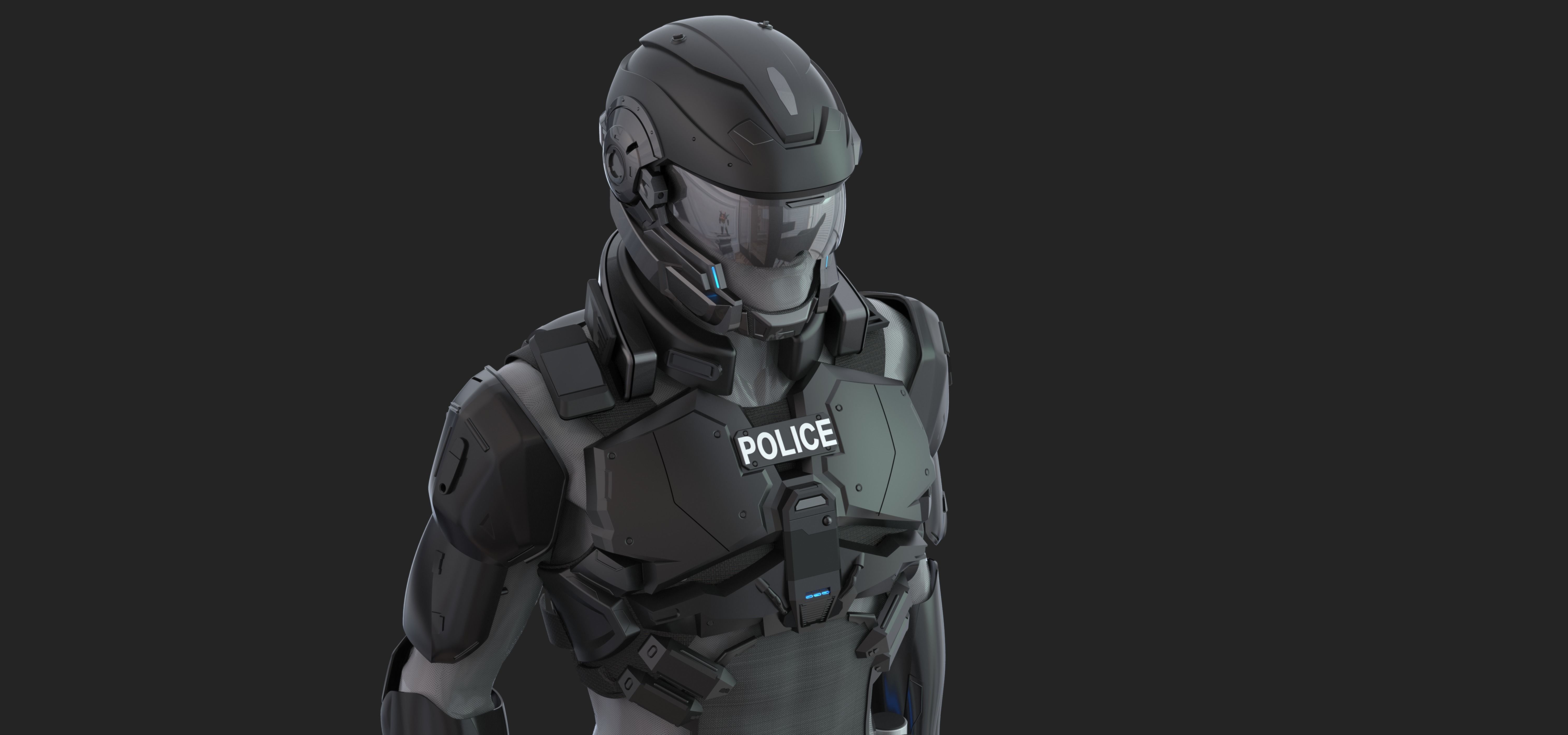 Police armor 3D model animated | CGTrader