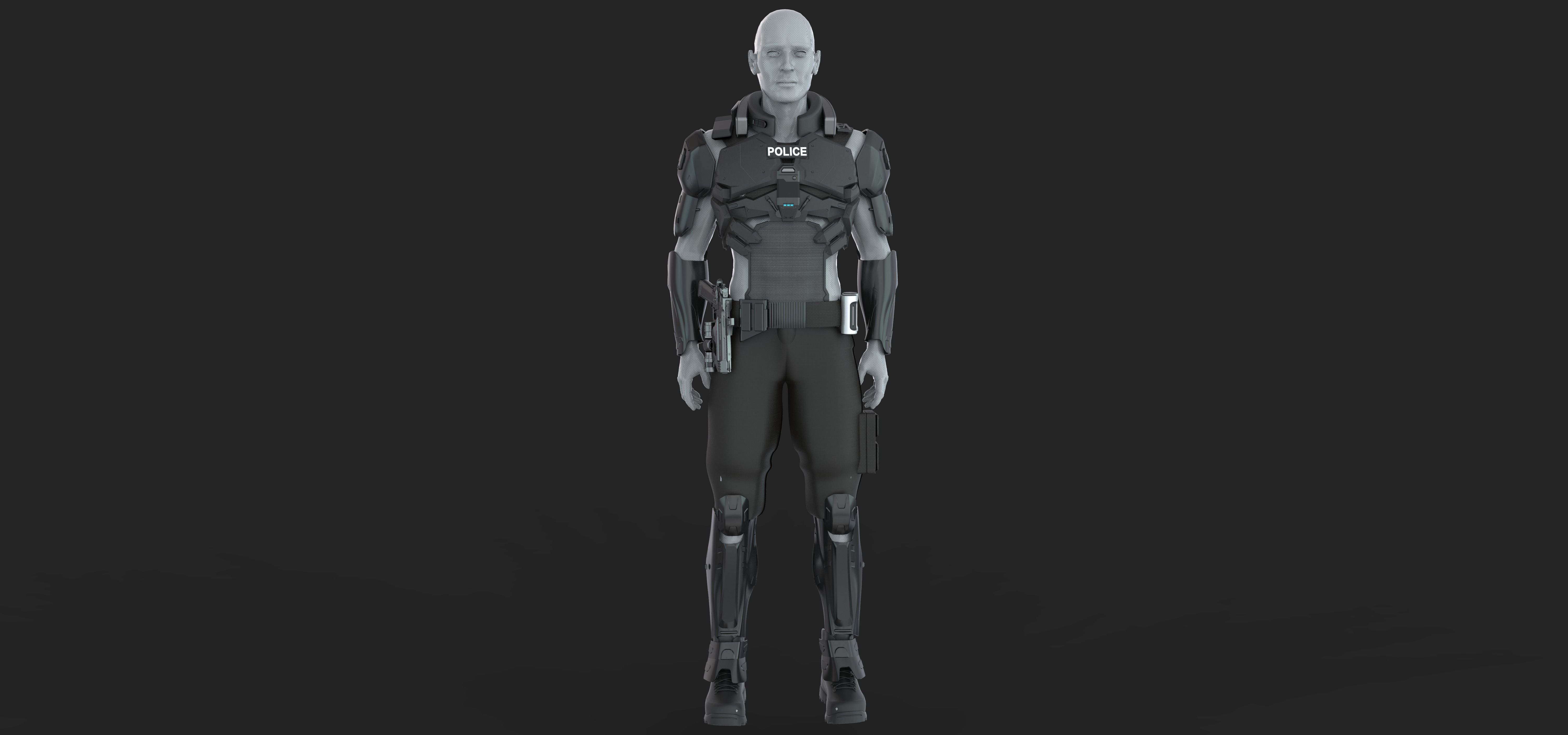 Police armor 3D model animated | CGTrader