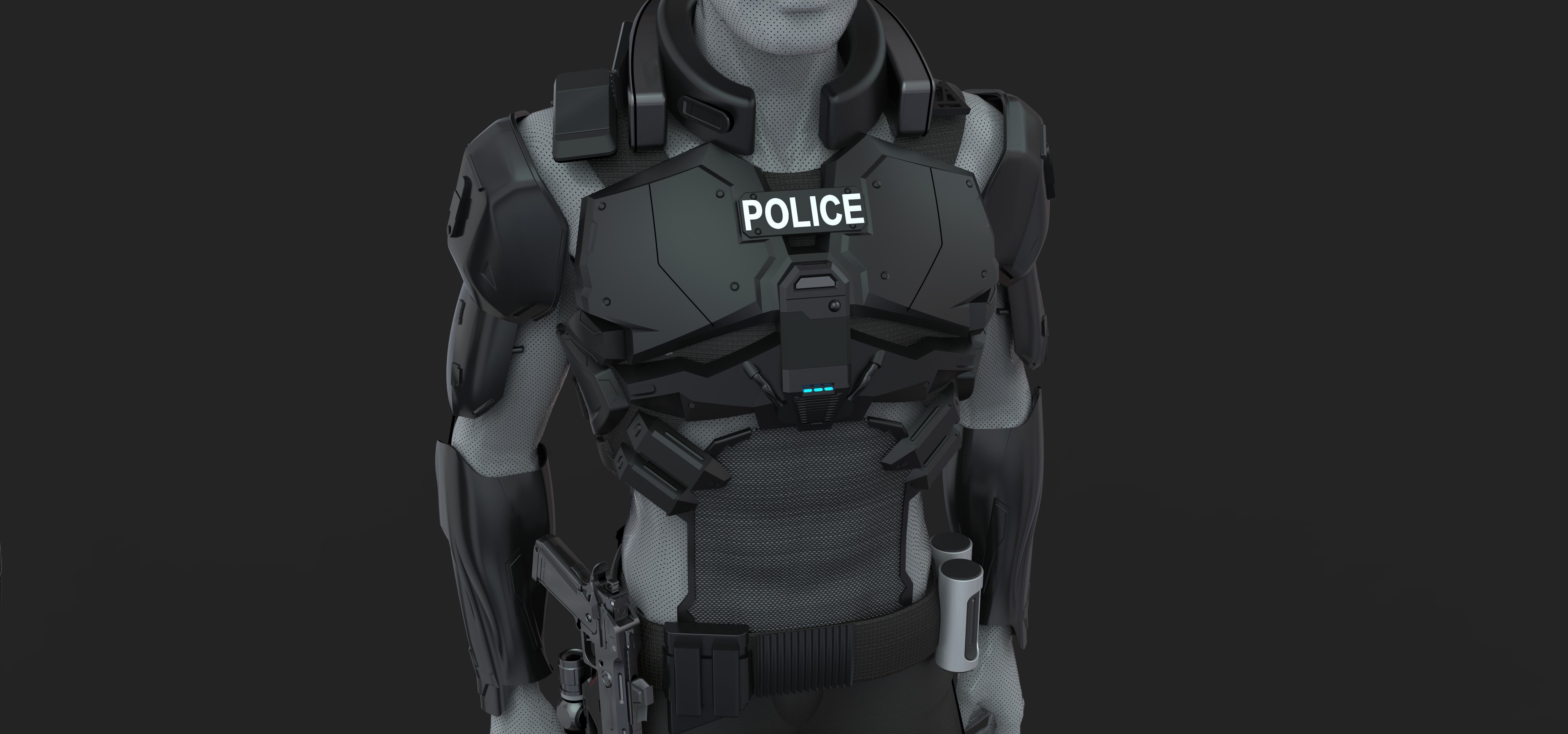 Police armor 3D model animated | CGTrader