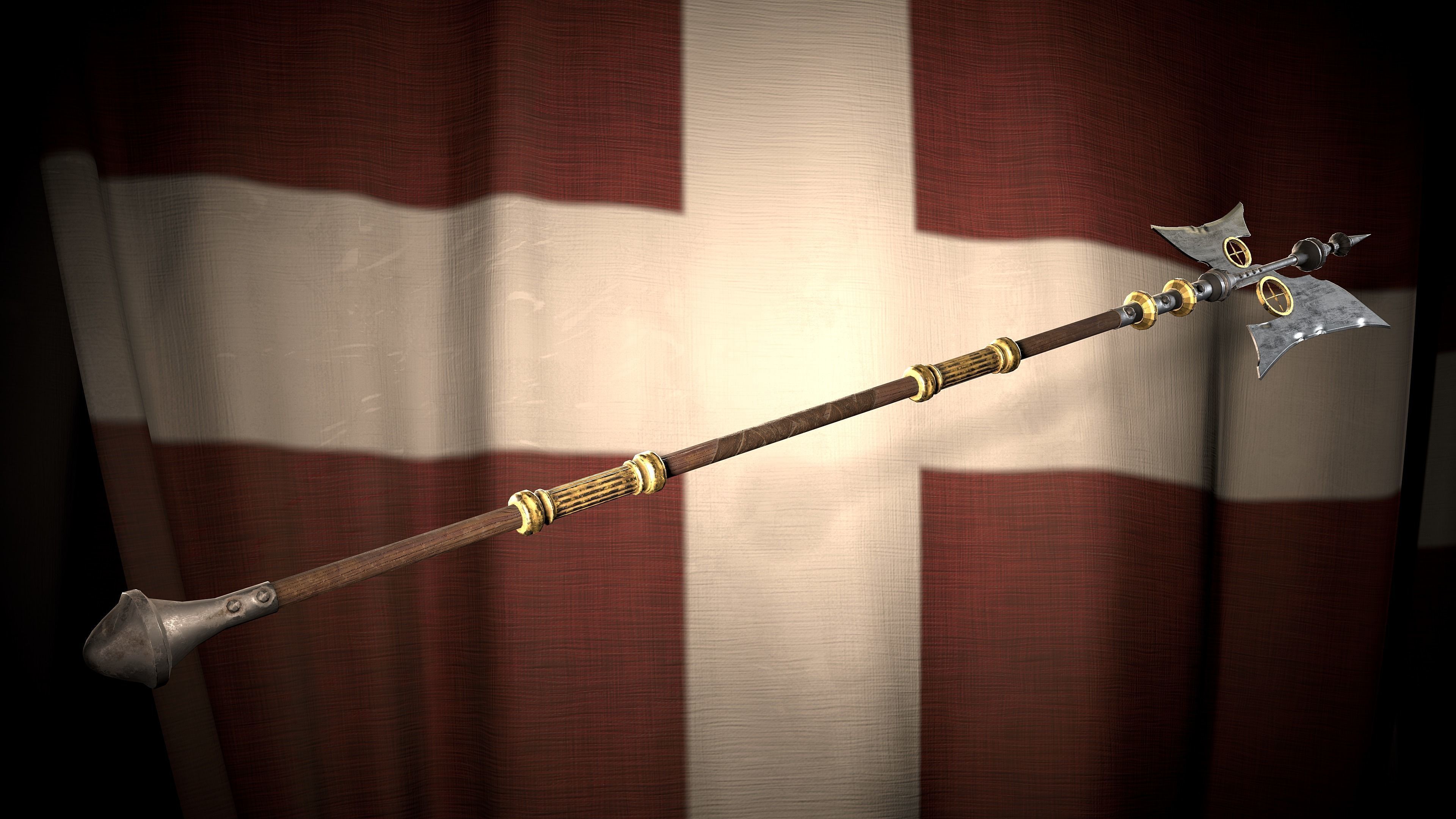 3D model Knight shields Medieval templar Swords Mace Spear Halberd set ...