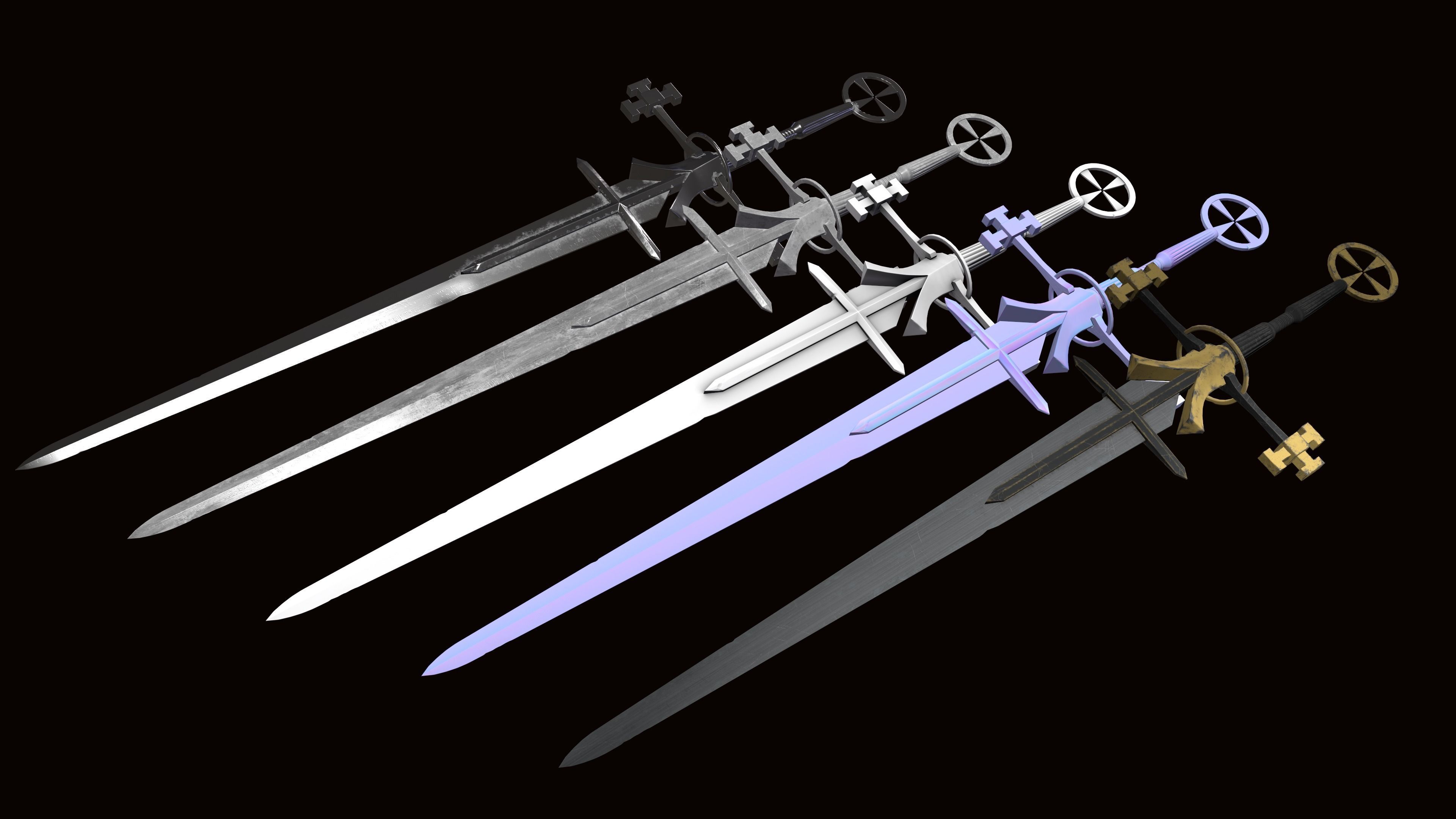 3D model Knight shields Medieval templar Swords Mace Spear Halberd set ...