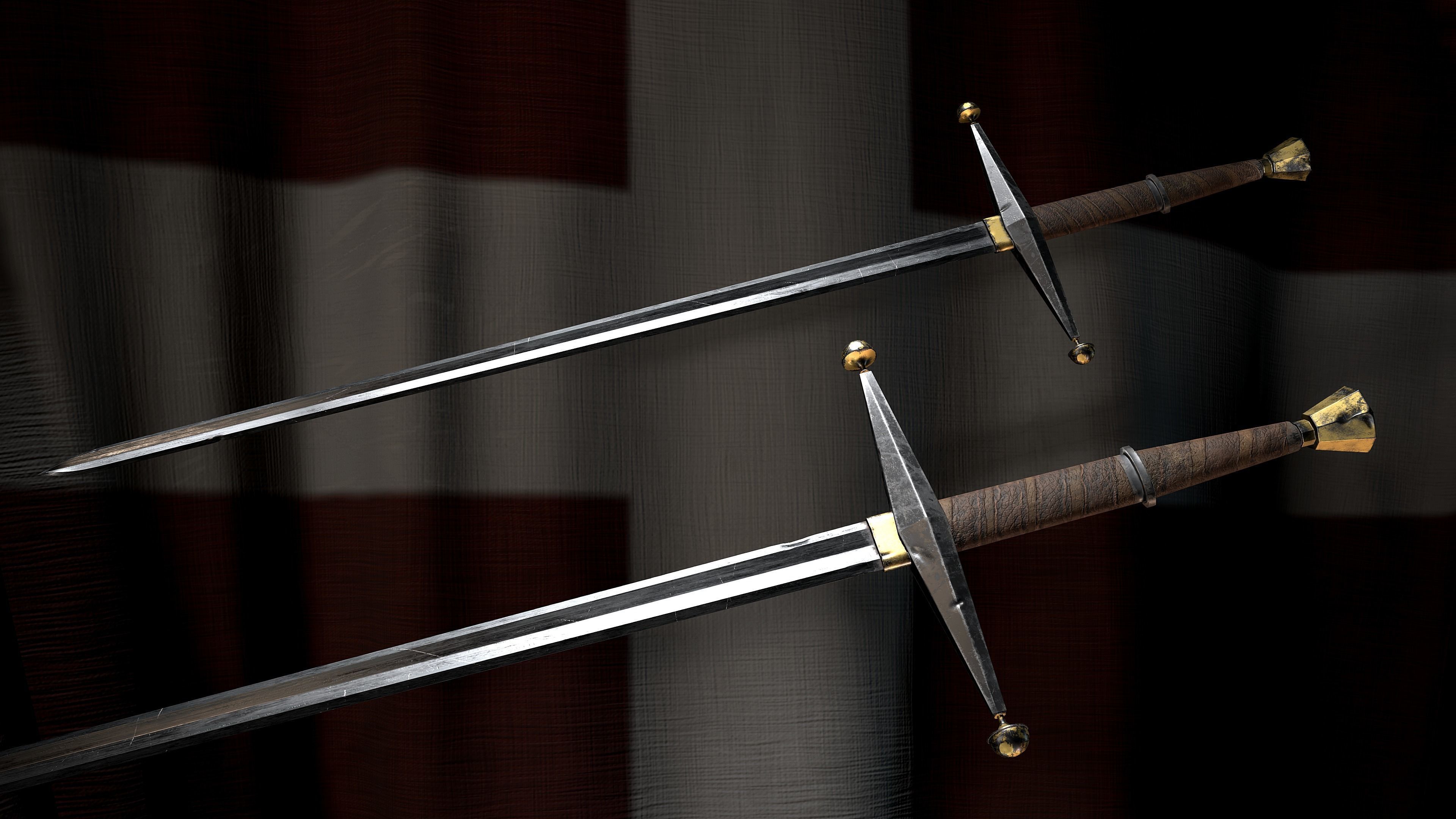 3D model Knight shields Medieval templar Swords Mace Spear Halberd set ...