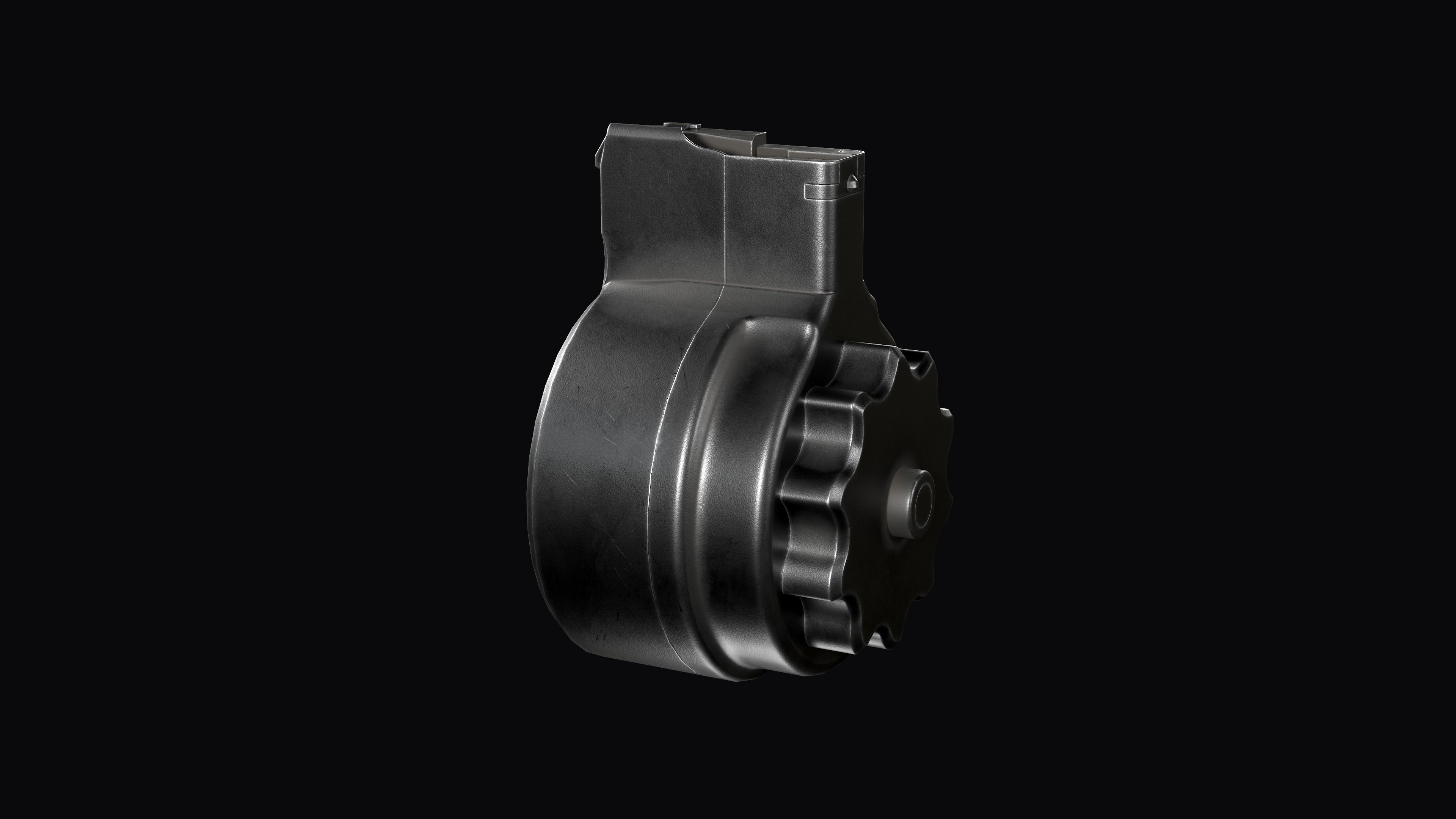 3D model X FAL 50 Round Drum Magazine For FAL 308 Rifles VR / AR / low ...